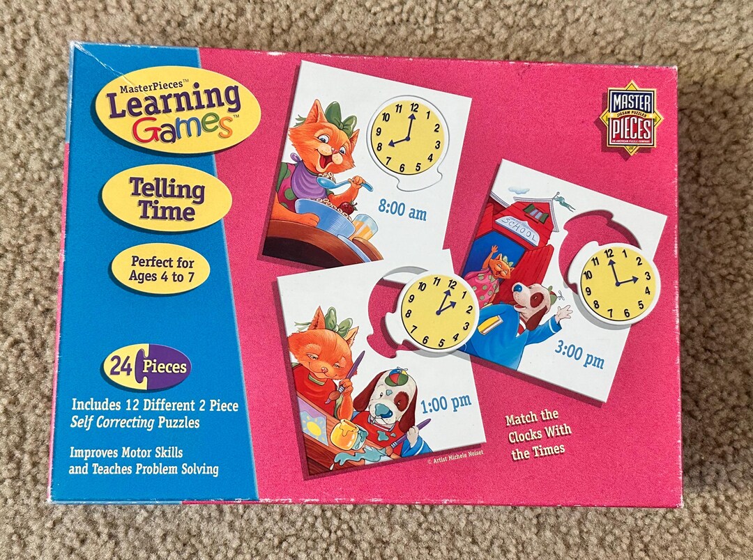 Masterpieces Learning Games Telling Time Jigsaw 2 Piece Self Correcting ...