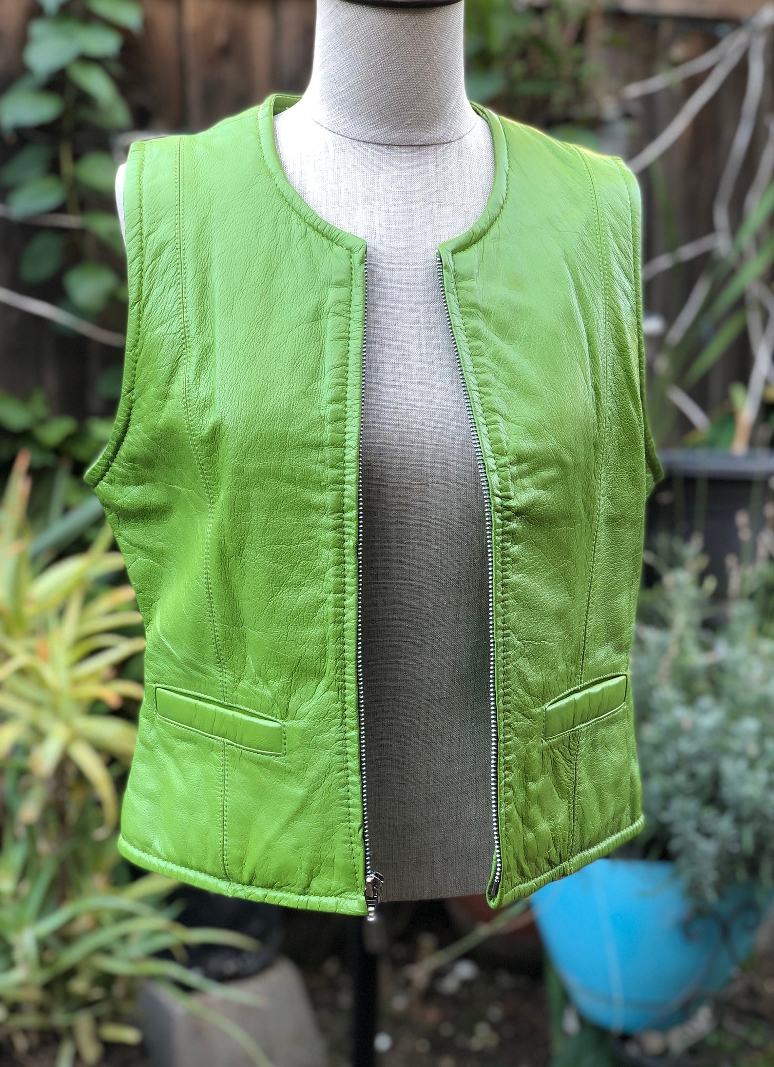 Women Green Leather Vest Ms. Maxima Women Clothing Sz M - Etsy