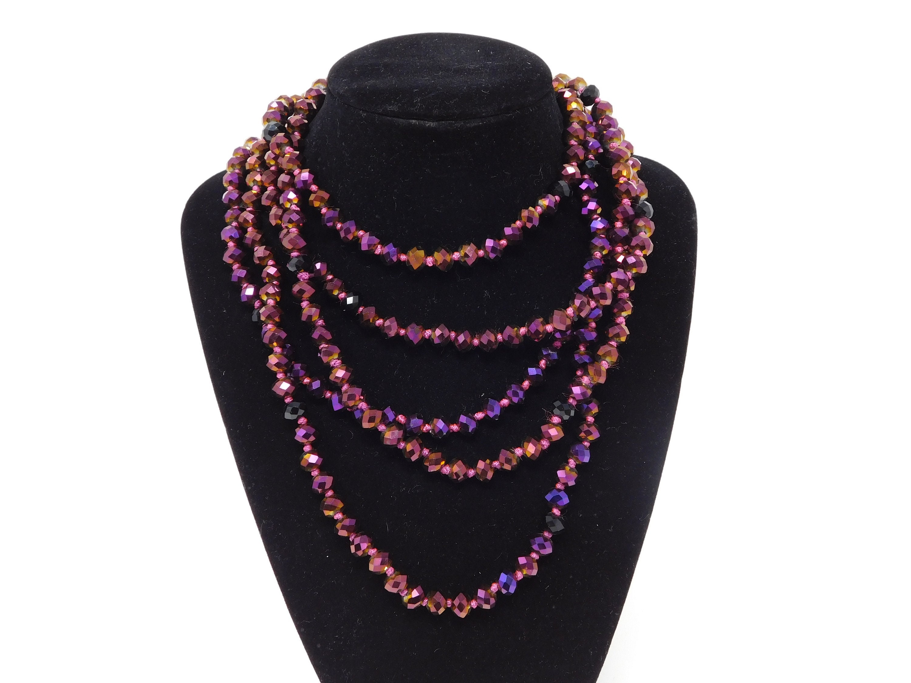 Vintage Endless Hand Knotted Extra Long Necklace, Beaded Sautoir ...