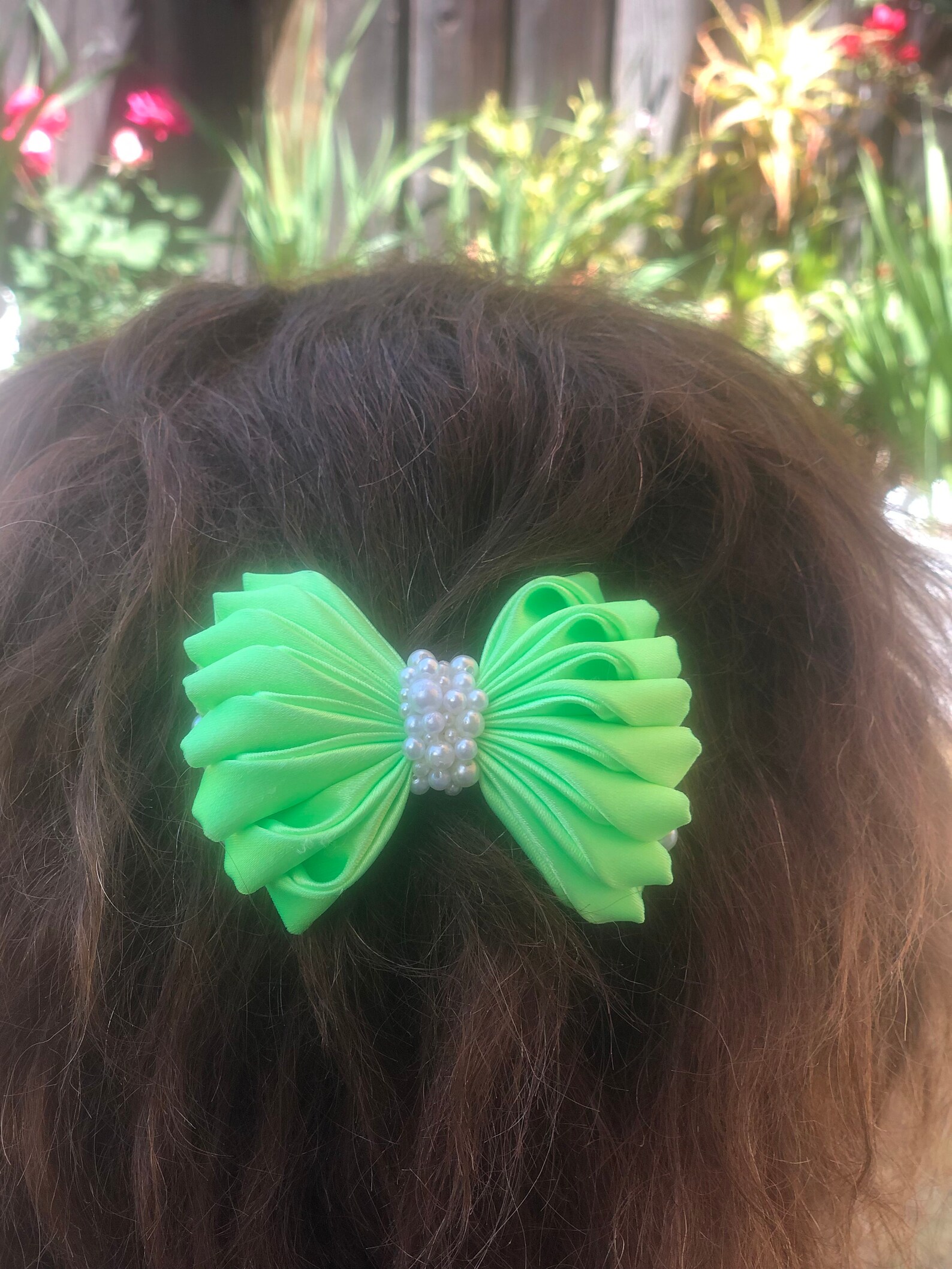 Kanzashi Ribbon Bow Hair Clip, Handmade Flower Barrette Clasp, Long ...