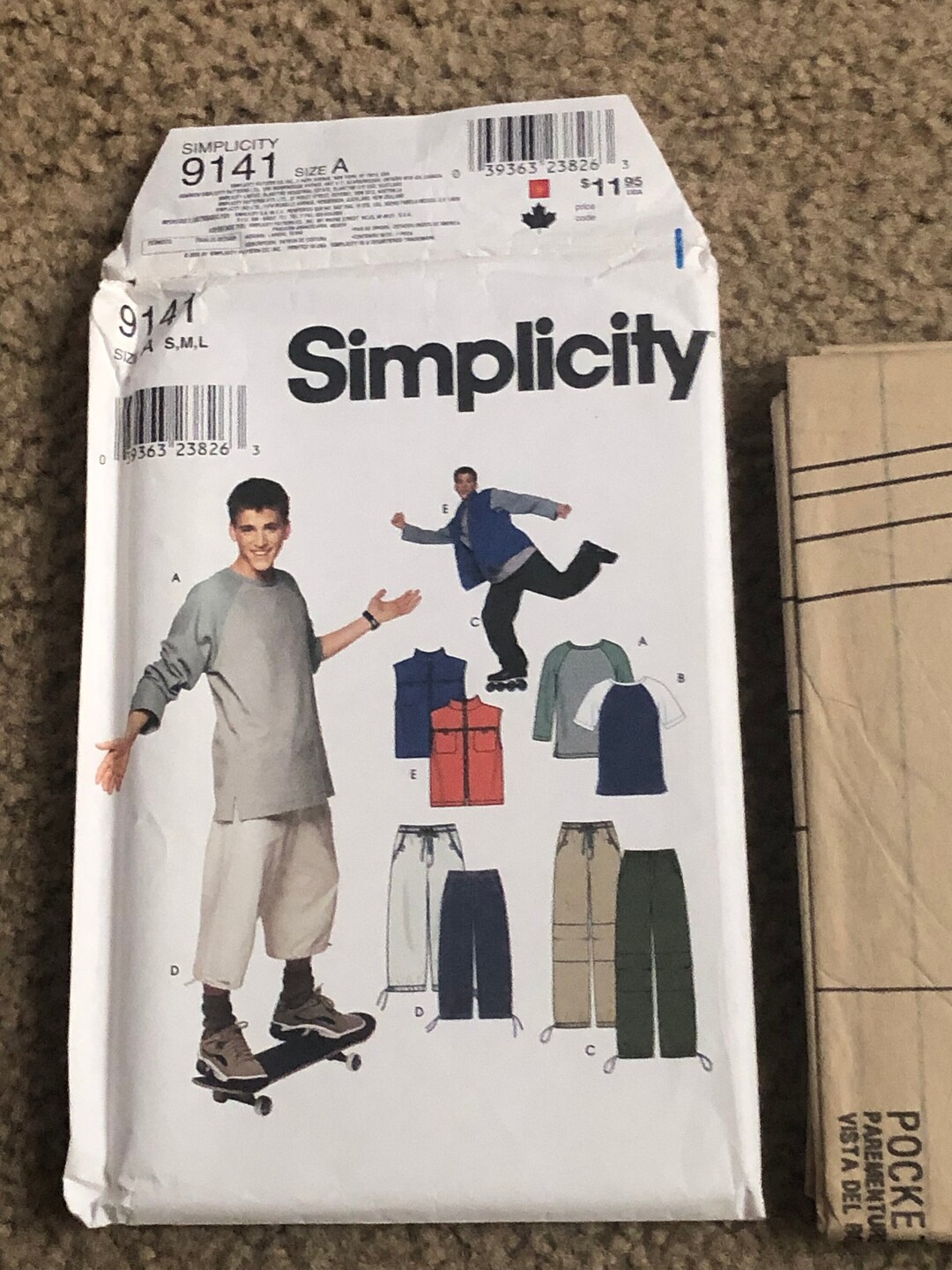 Simplicity 9141 Teen Boys' Pants, Vest and Knit Top Sz S M L Uncut ...