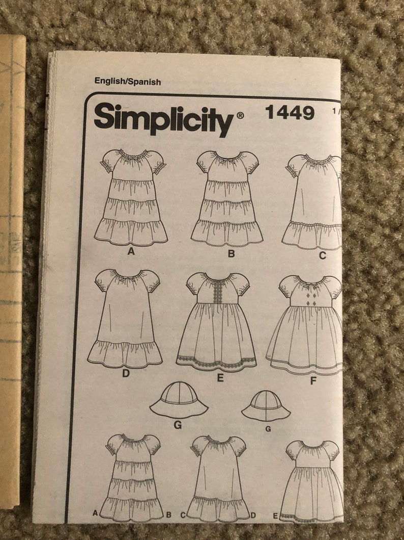 Simplicity 1449 Toddler Summer Dress Sundress Girls Clothing Sz 1/2-1-2 ...