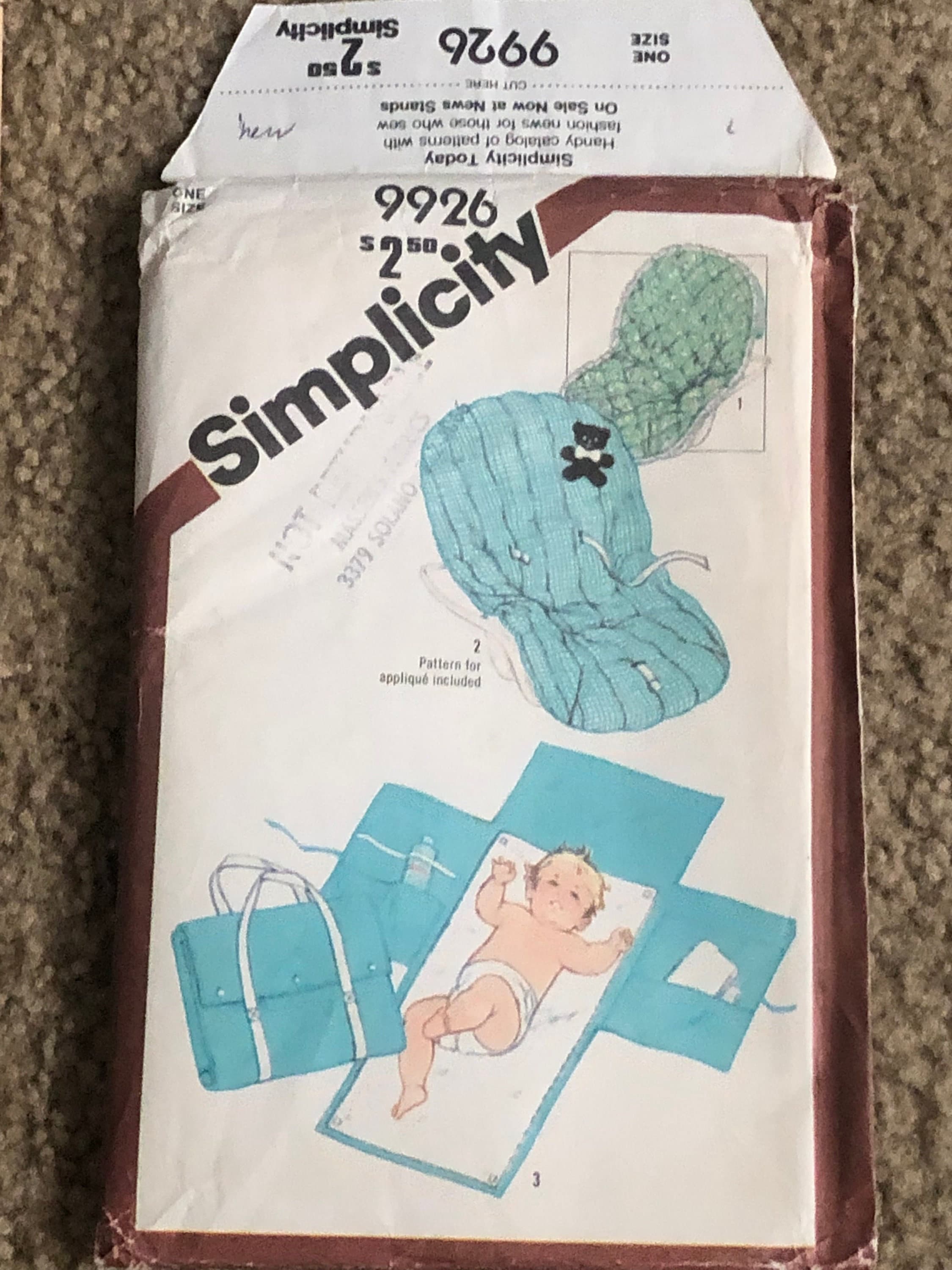 Simplicity 9926 Babies' Accessories Travel Mat, Tote and Seat Cover ...