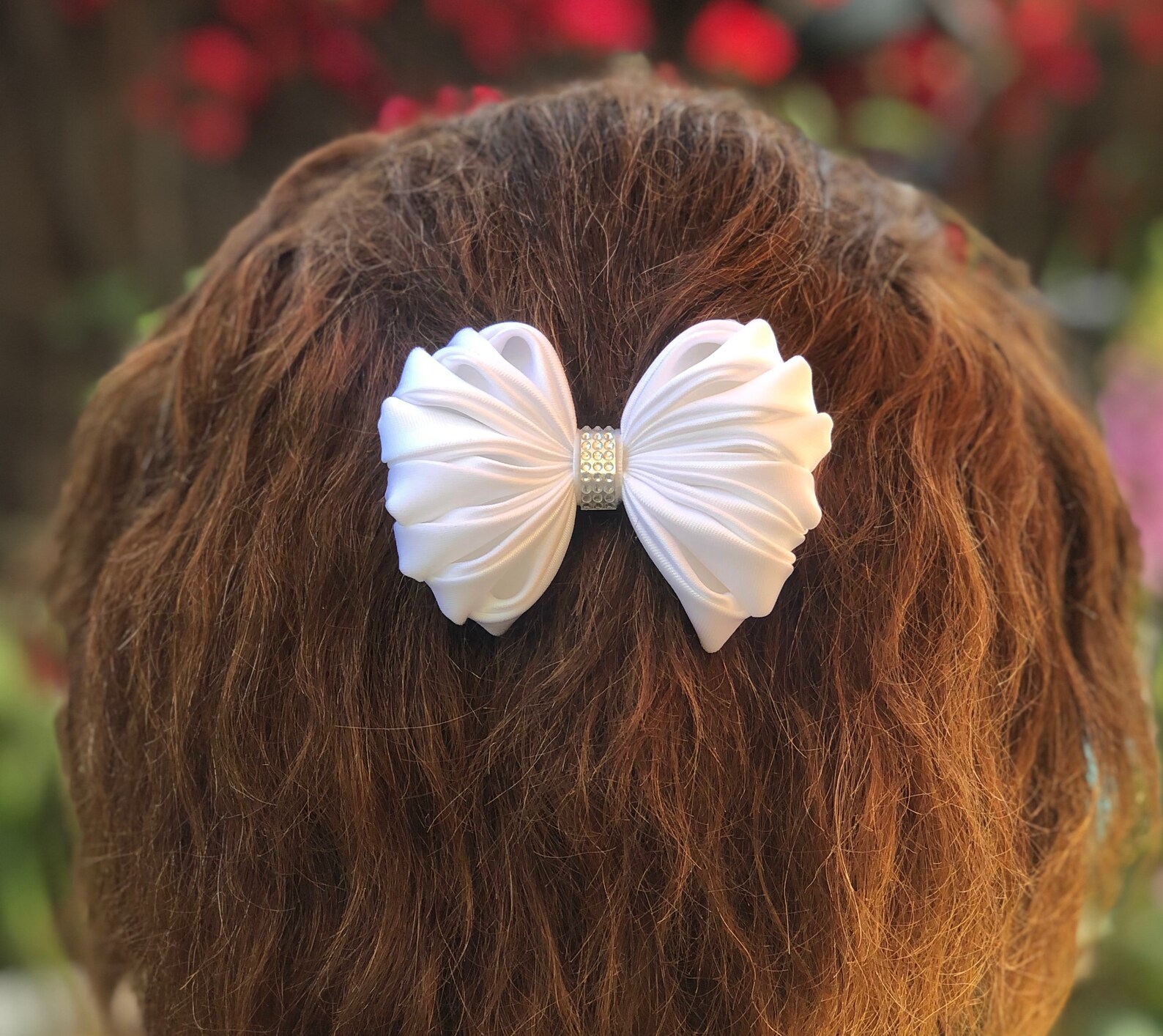 Kanzashi Ribbon Bow Hair Clip, Handmade Flower Barrette Clasp, Long ...