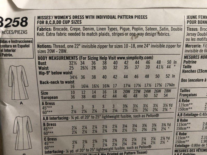 Simplicity 8258 Amazing Fit Collection Misses Sheath Dress Sz 10-12-14 ...