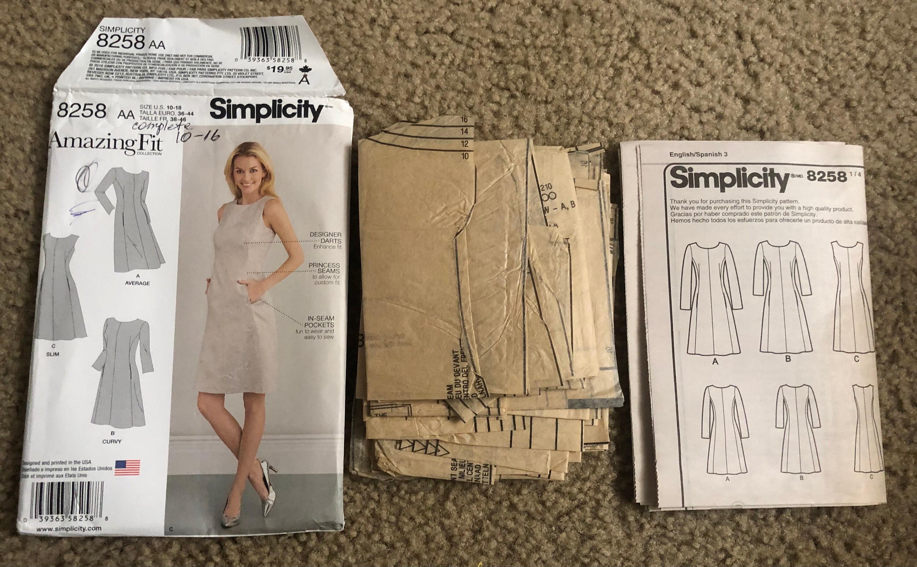 Simplicity 8258 Amazing Fit Collection Misses Sheath Dress Sz 10-12-14 ...