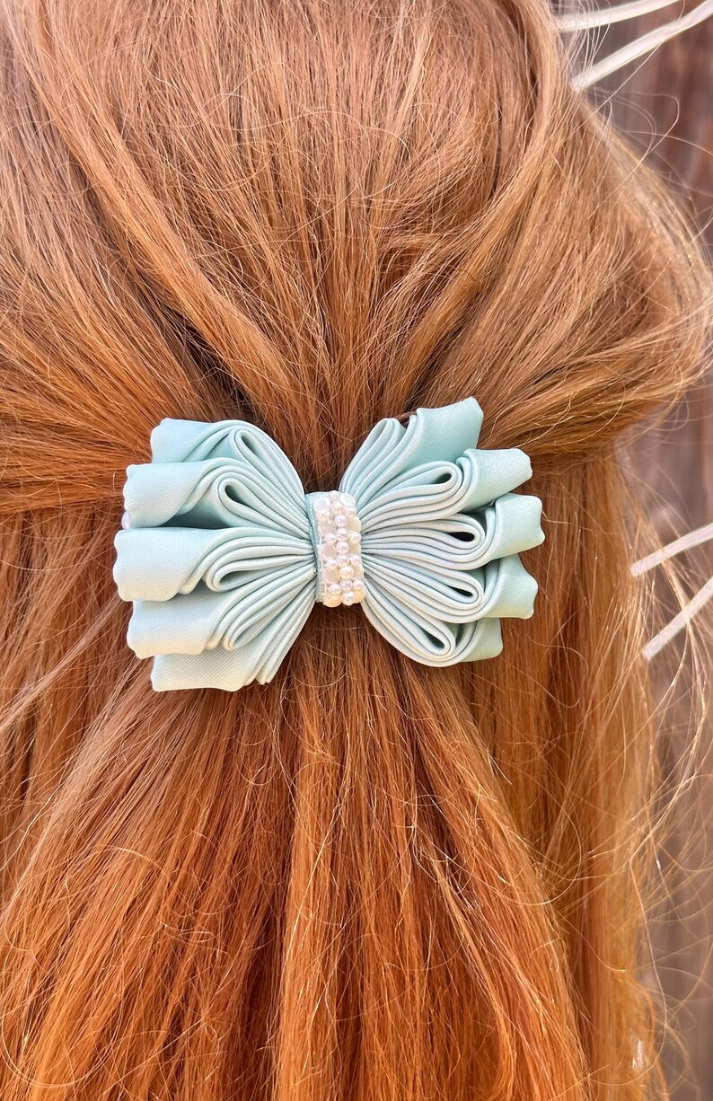 Ribbon Bows Kanzashi Barrette Clasp Long Hair Bow Pony Tail Clip YOU ...
