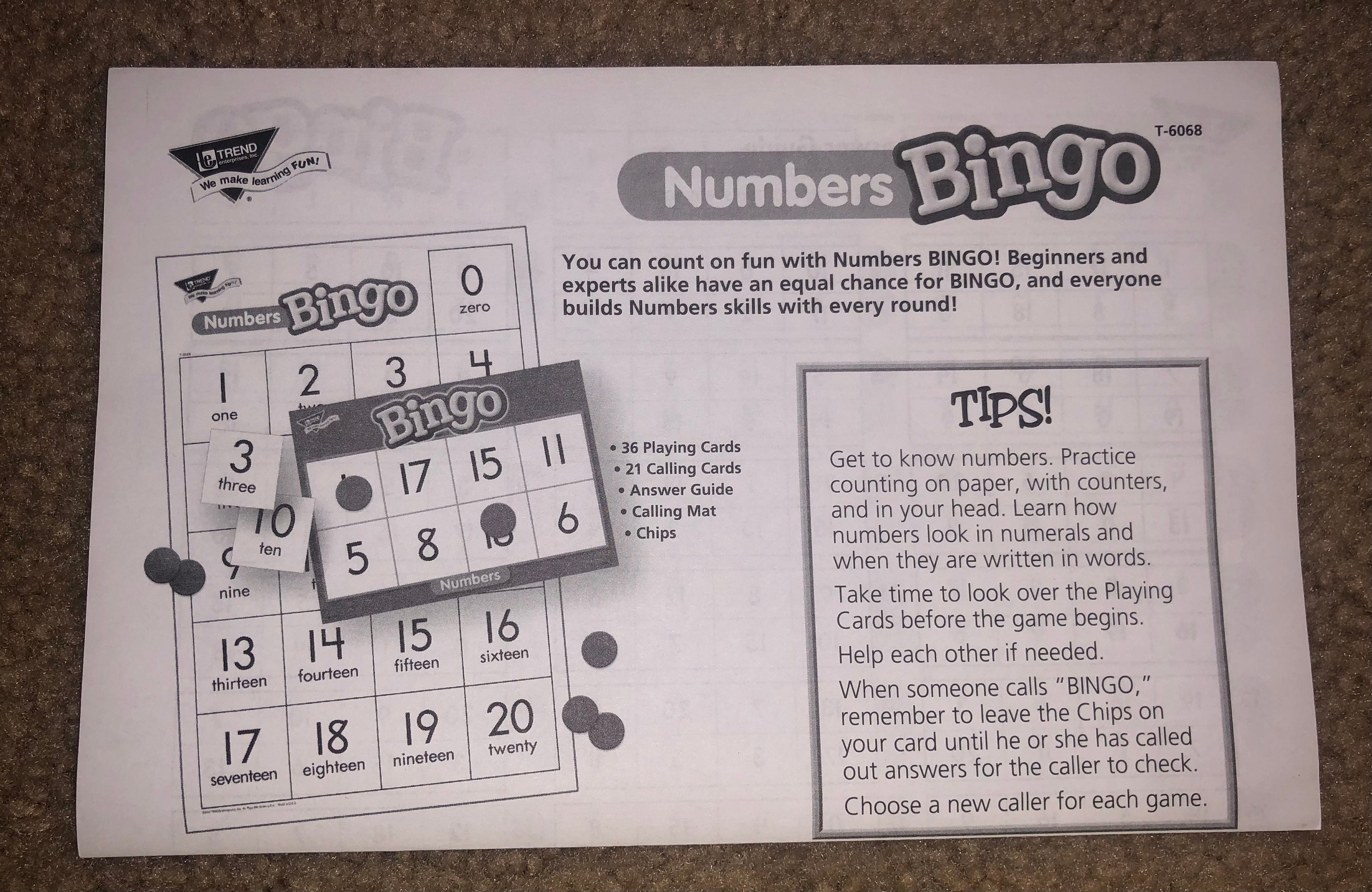 Trend Enterprises Inc Numbers Bingo Education Classroom or Family Games ...