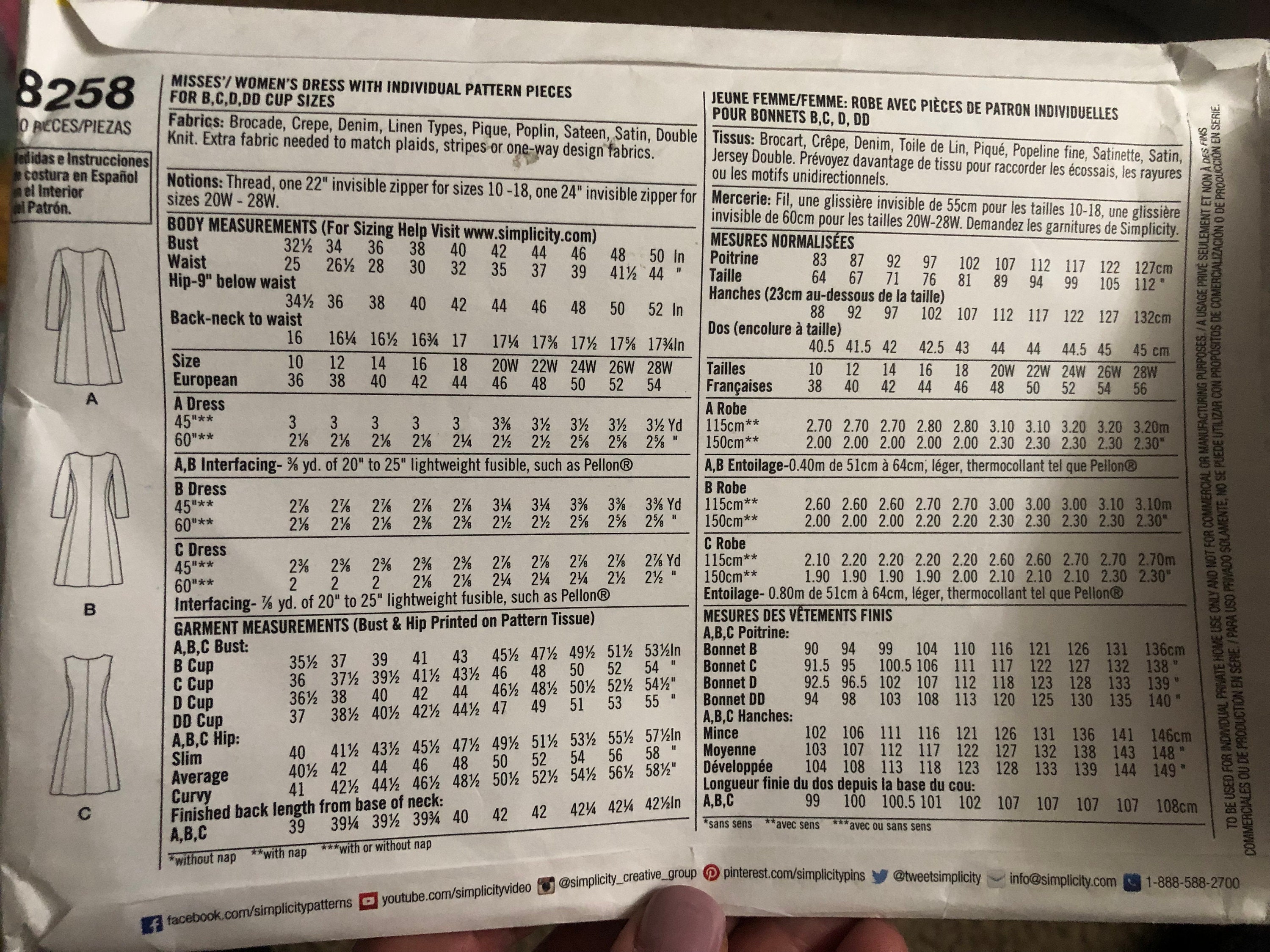 Simplicity 8258 Amazing Fit Collection Misses Sheath Dress Sz 10-12-14 ...