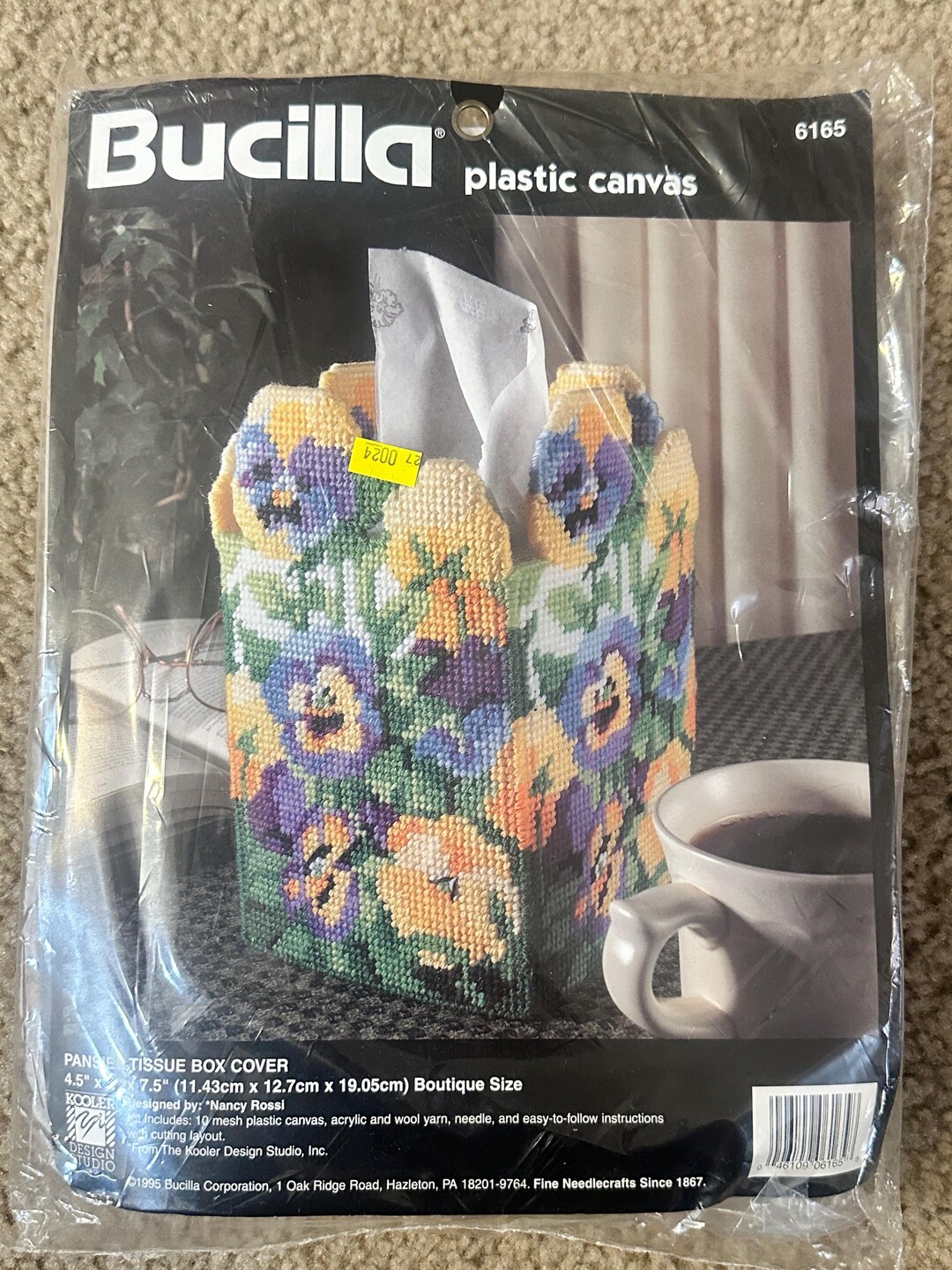 Bucilla Plastic Canvas 6165 Needlepoint Kit Pansies Tissue Box Cover ...