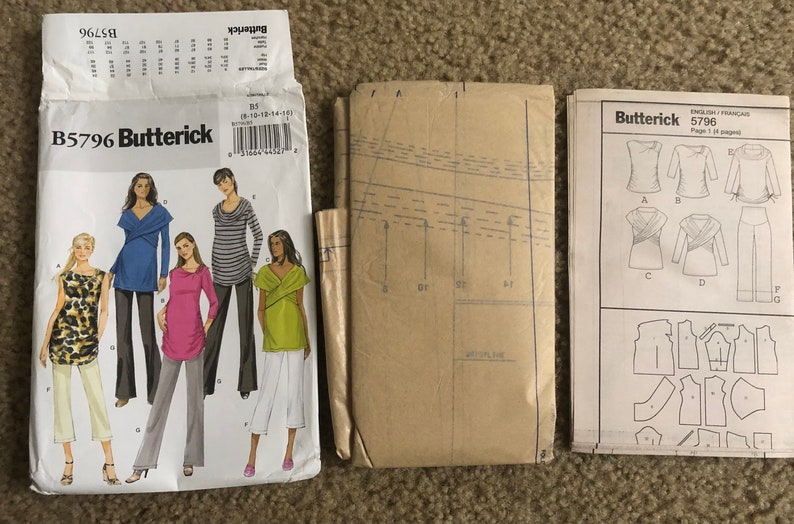 Butterick 5796 Misses Maternity Top and Pants Women Clothing Sz 8-10-12 ...