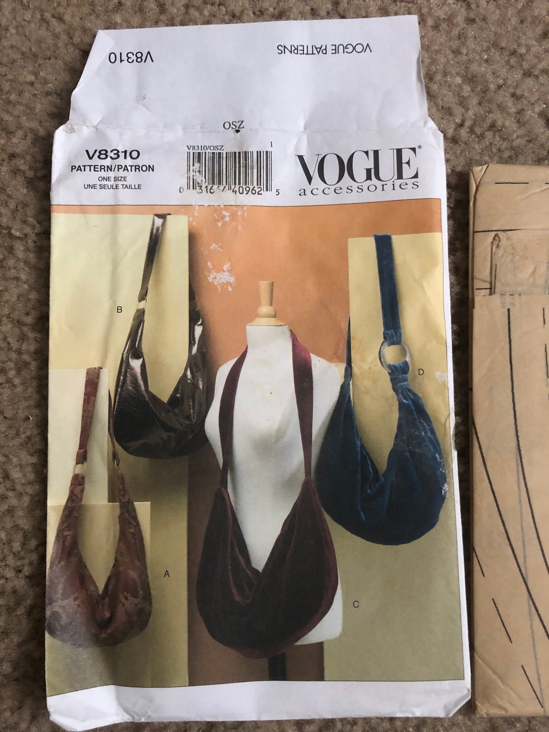 Vogue 8310 Fashion Accessories Handbags Velvet Boho Bags Leather Purses ...