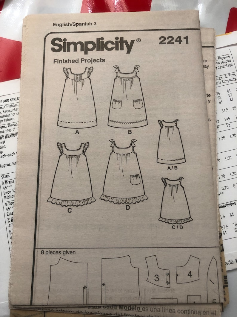 Simplicity 2241 Girls Dress in 2 Lengths Sz 7-14 Learn to Sew Yoke ...