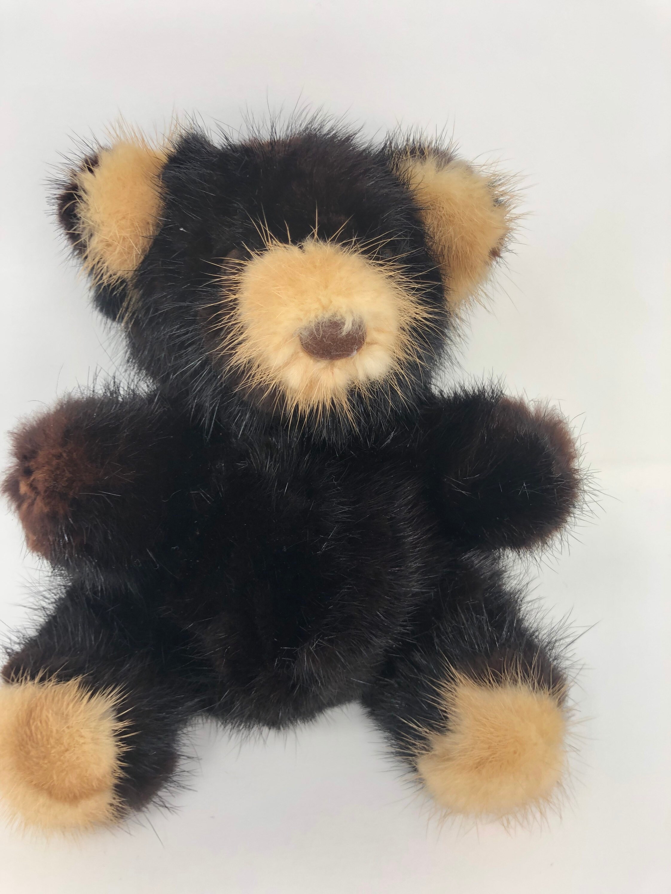 Real Mink Teddy Bear Cub, Natural Fur Collectible Bear Plush Stuffed ...