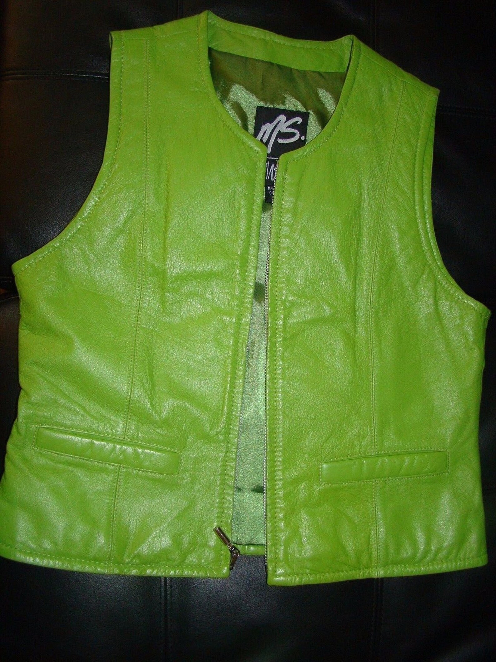 Women Green Leather Vest Ms. Maxima Women Clothing Sz M - Etsy