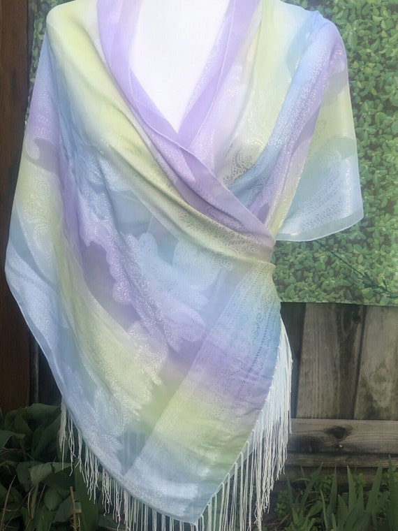 Fringed gradient shoulder cover wrap summer shawl Bir… - Gem