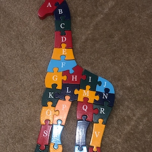 Wooden 3D Jigsaw Puzzle, Alphabet Wooden Puzzle, Upper & Lower Case ...