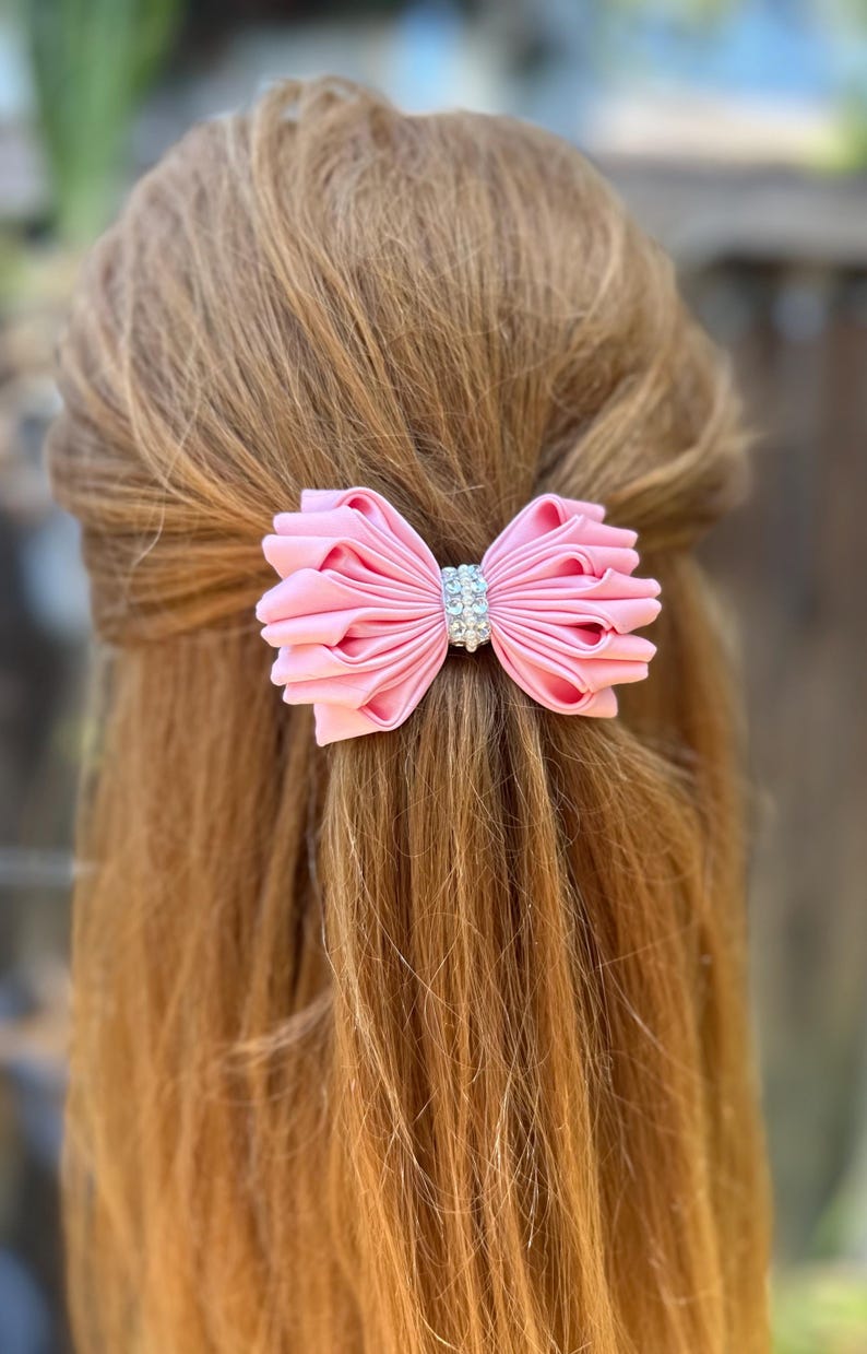 Ribbon Bows Kanzashi Barrette Clasp Long Hair Bow Pony Tail Clip YOU ...