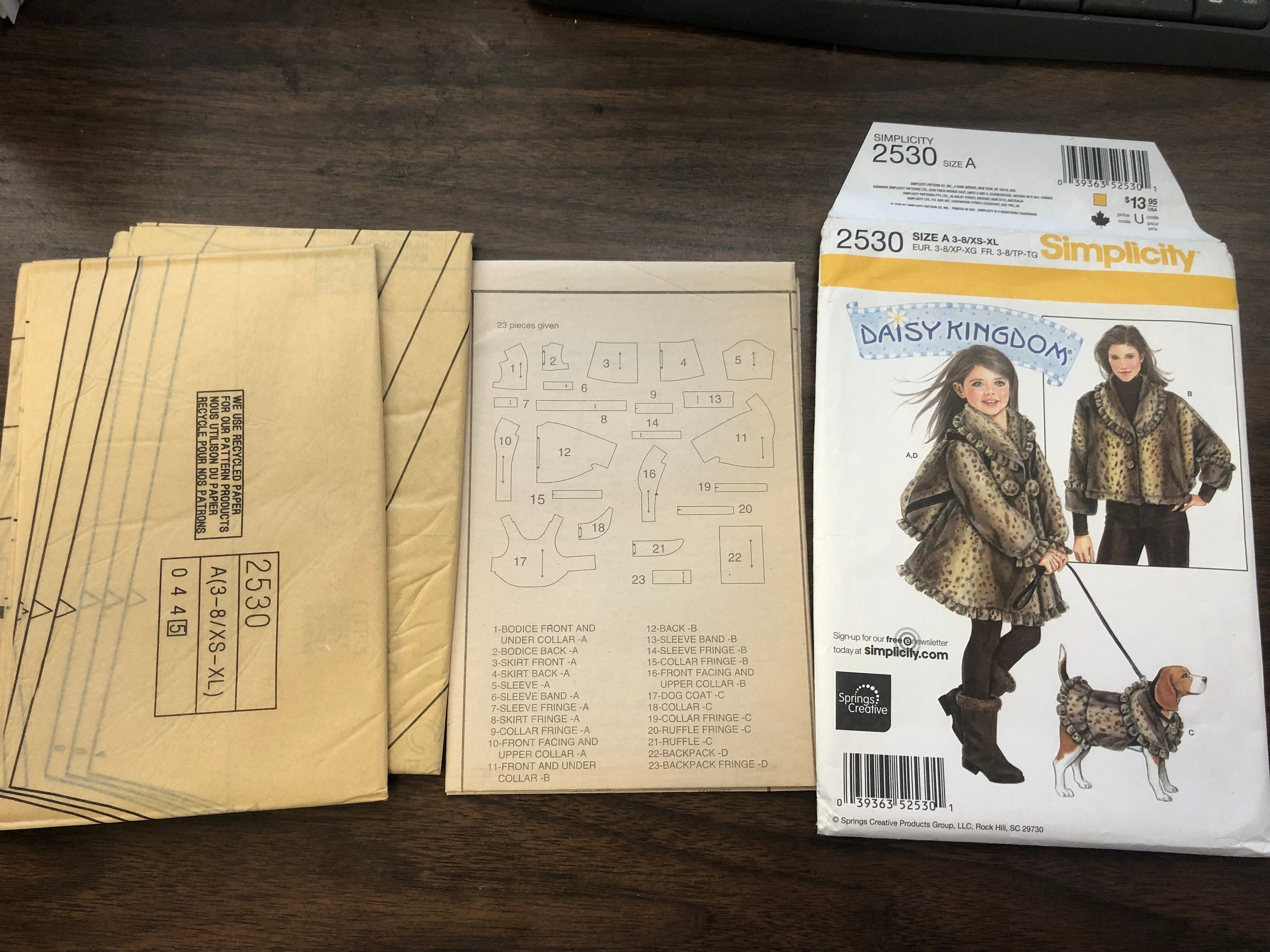 Simplicity 2530 Childs Misses' Coat, Jacket, Backpack, and Dog Coat ...