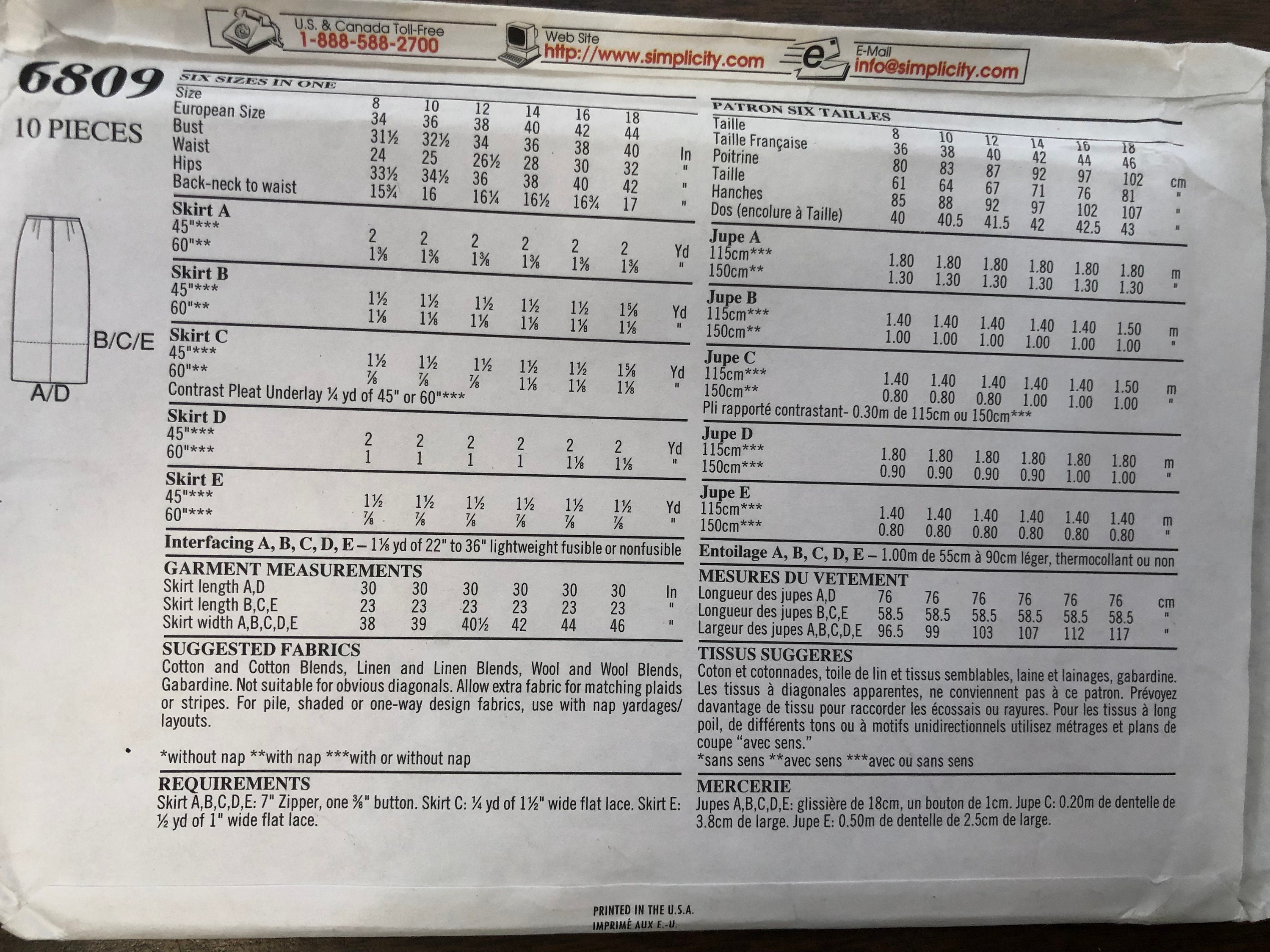 New Look 6809 Misses Skirt Easy Options 5 Skirt Variations - Etsy