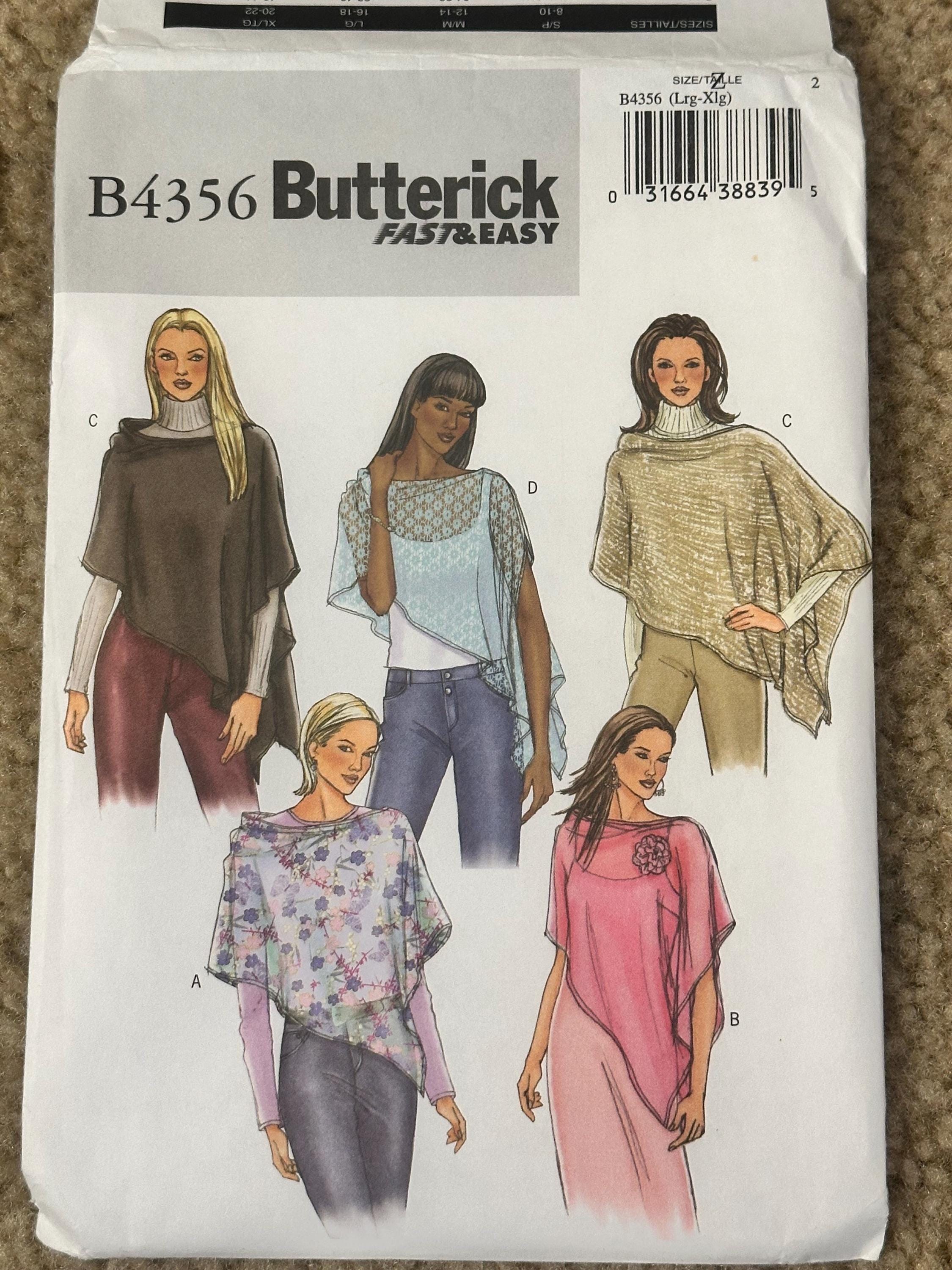 Butterick 4356 Overlay Shoulder Cover up Poncho Capelet Capes Shawls ...