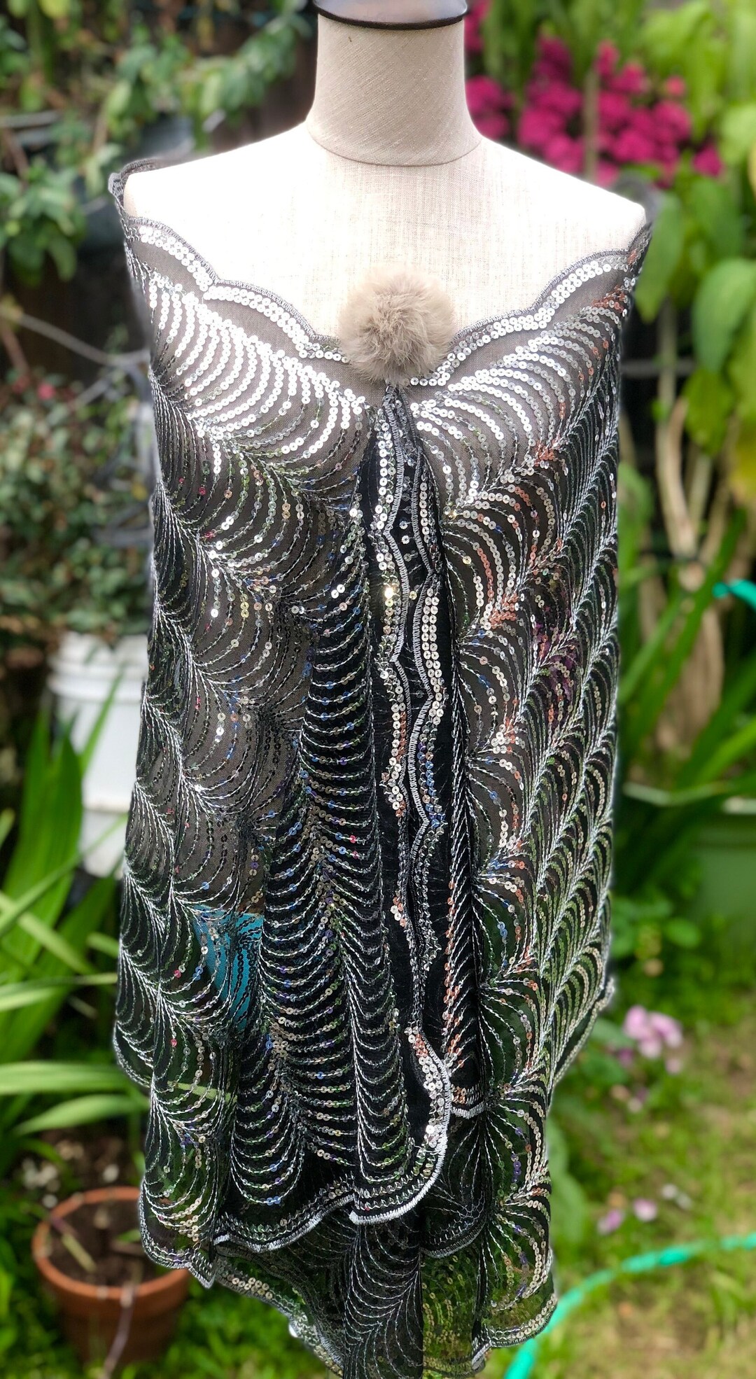 Embroidery Black Sheer Silver Sequin Embroidered Bling Mesh - Etsy