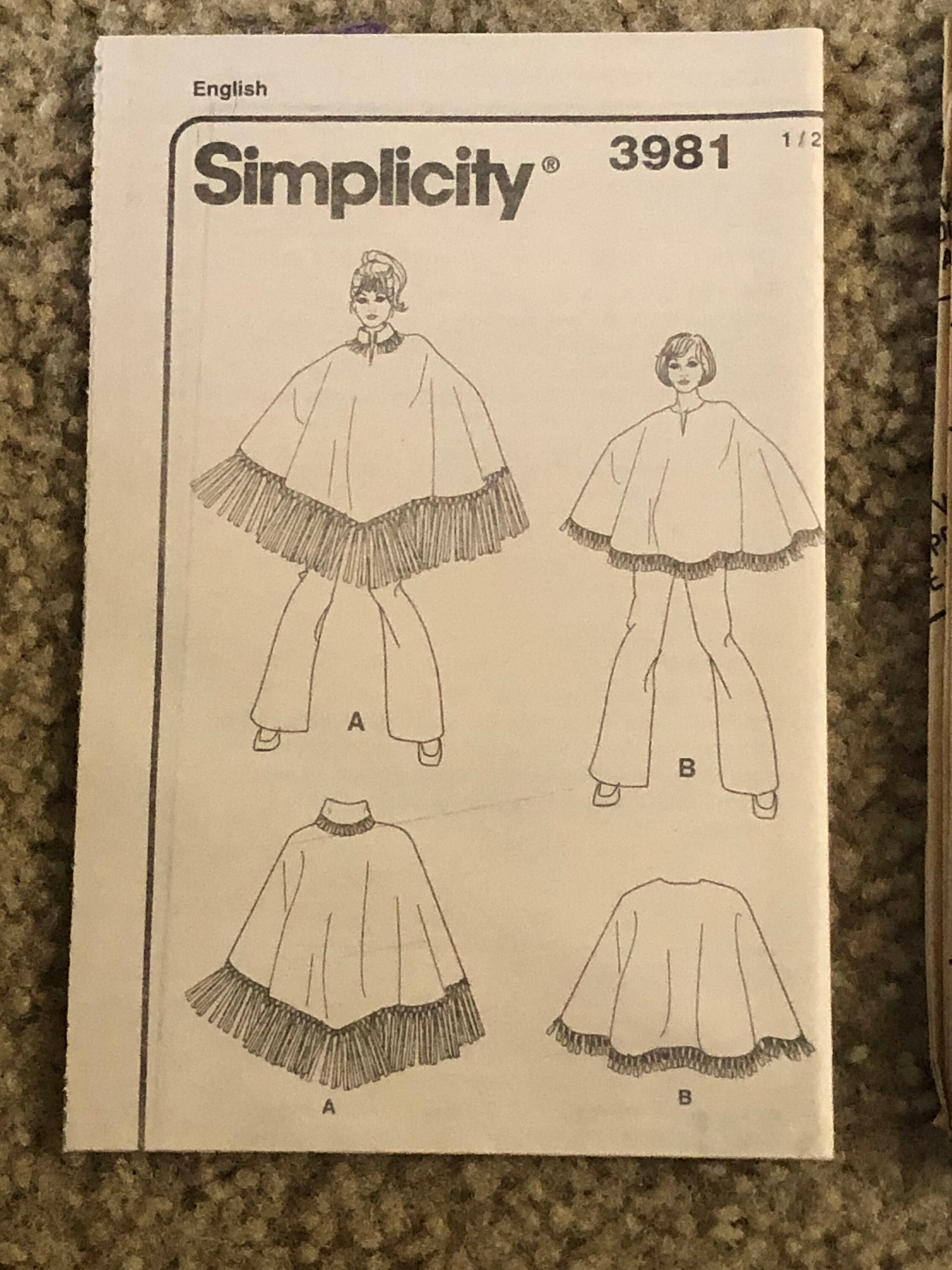Simplicity 3981 No Sew Simple and Easy Child’s Girls and Misses Poncho ...