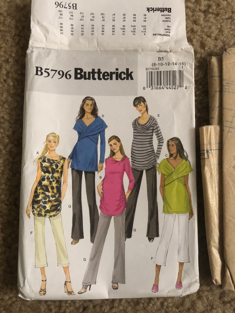 Butterick 5796 Misses Maternity Top and Pants Women Clothing Sz 8-10-12 ...