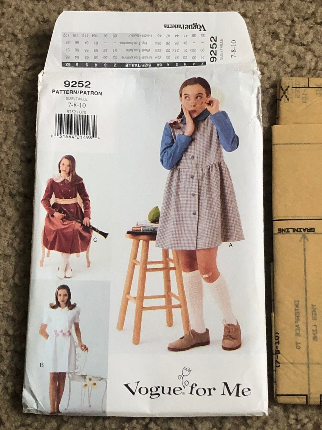 Vogue 9252 Girls Dress Sz 7-8-10 Uncut Childrens Sewing Pattern - Etsy