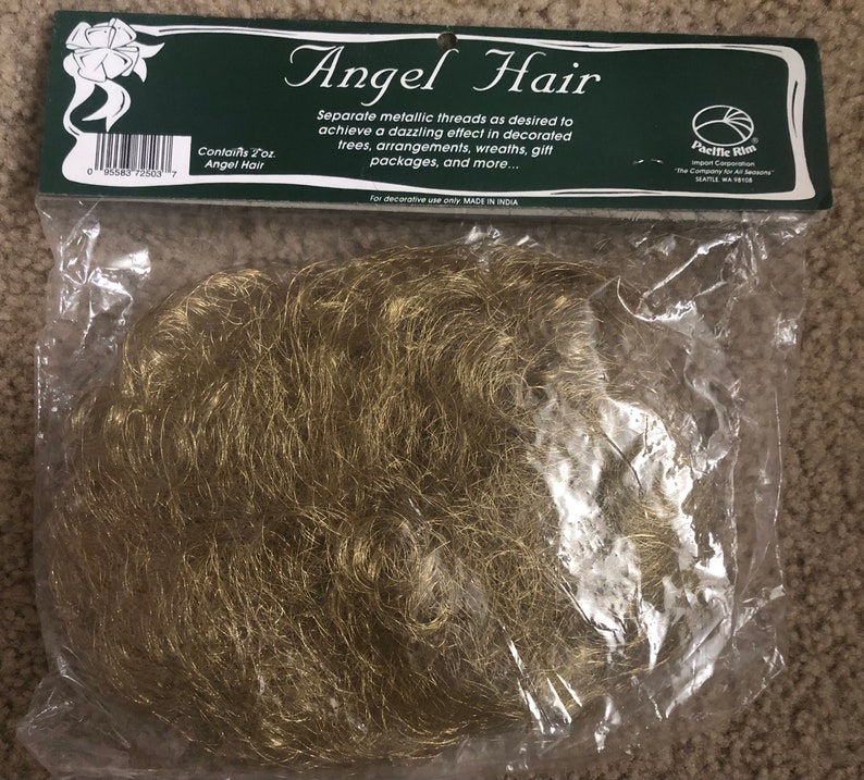 Angel Hair Curly 2 Oz. / 56.6g Metallic Gold Christmas Decoration - Etsy