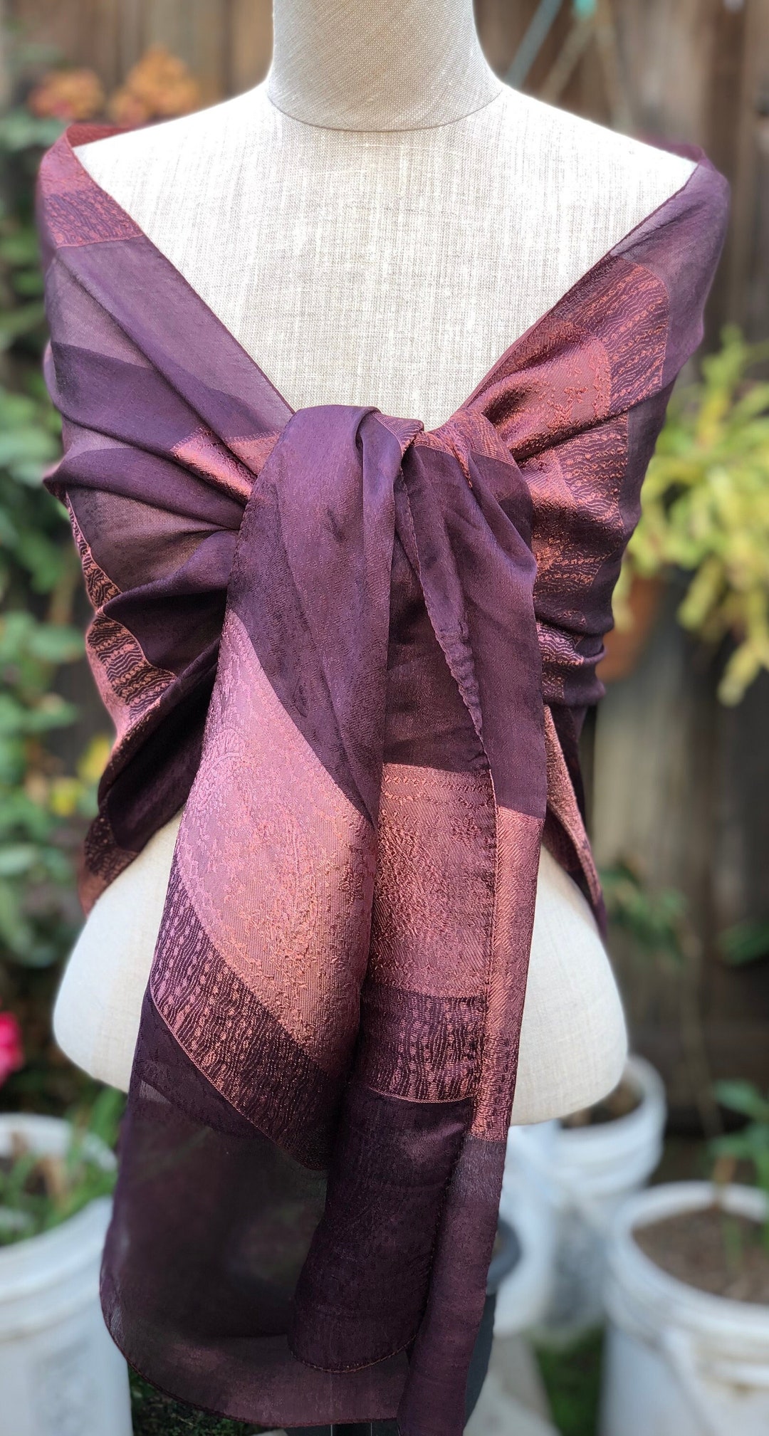 Semi Sheer Silk Shoulder Cover Wrap Women Shawl, Lightweight Long Silk Piano Scarf, Evening Neck ...