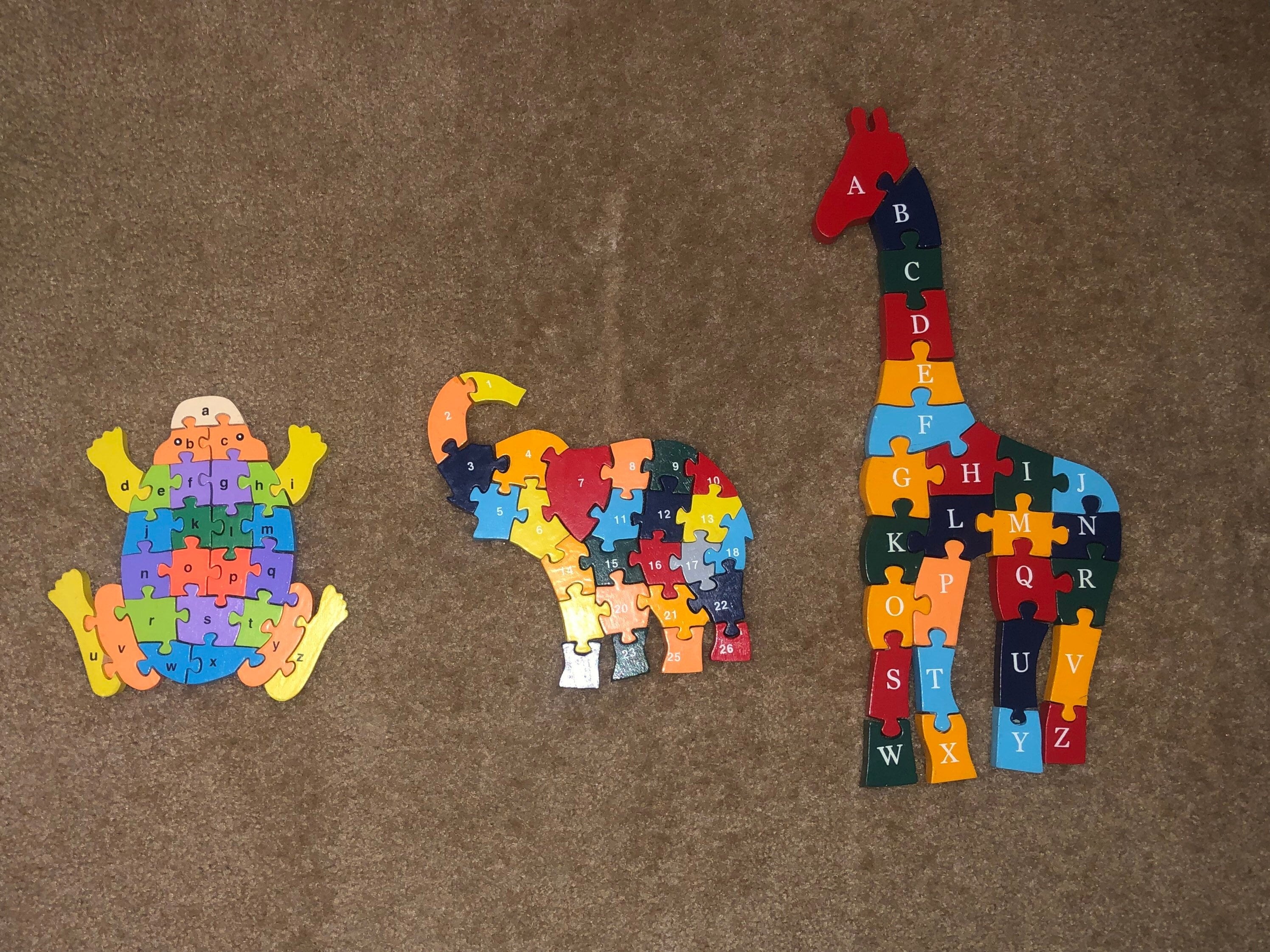 Wooden 3D Jigsaw Puzzle, Alphabet Wooden Puzzle, Upper & Lower Case ...