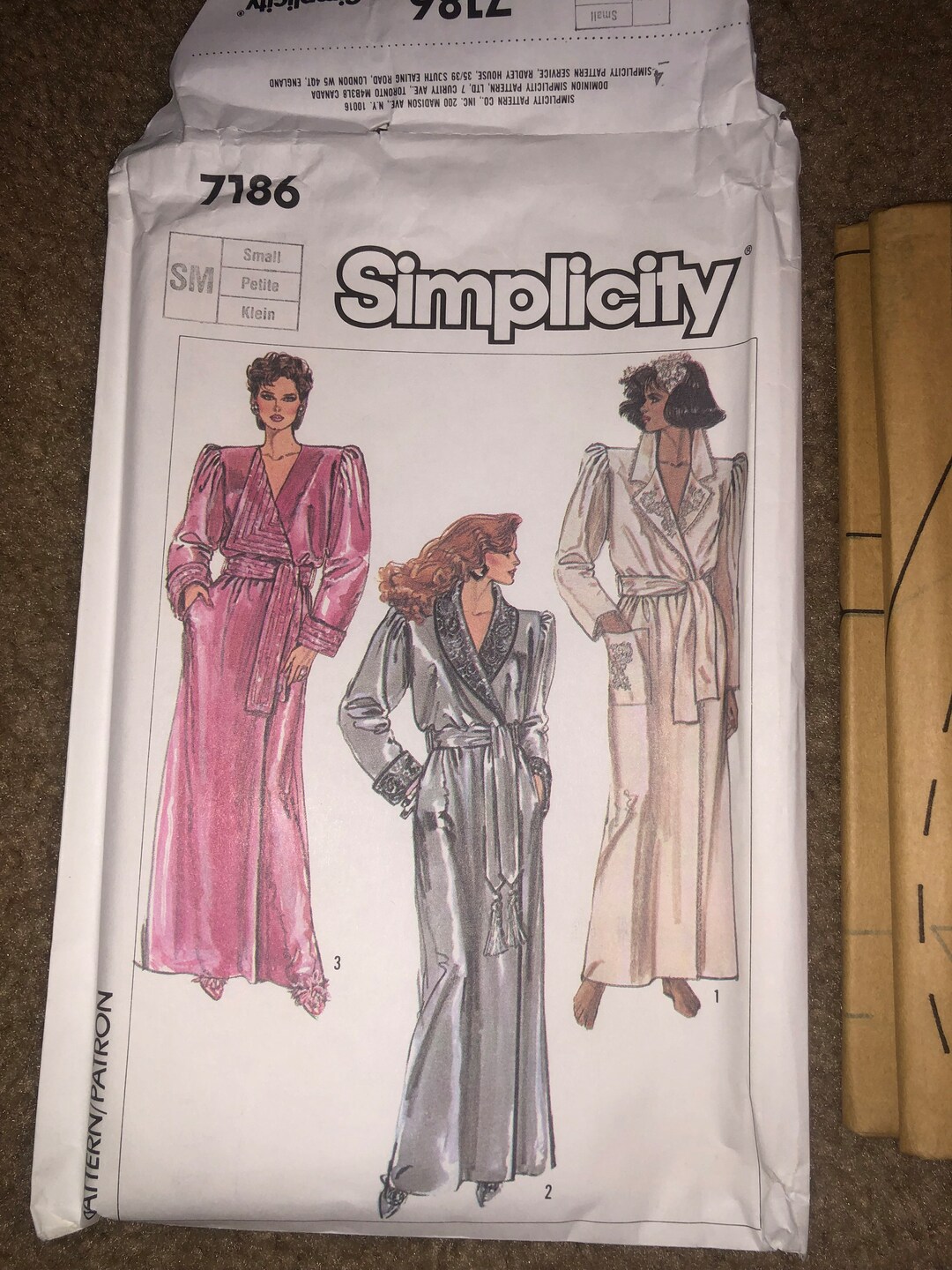 Simplicity 7186 Misses Robes Sz S 10-12, L 18-20 Wrap Style Evening ...