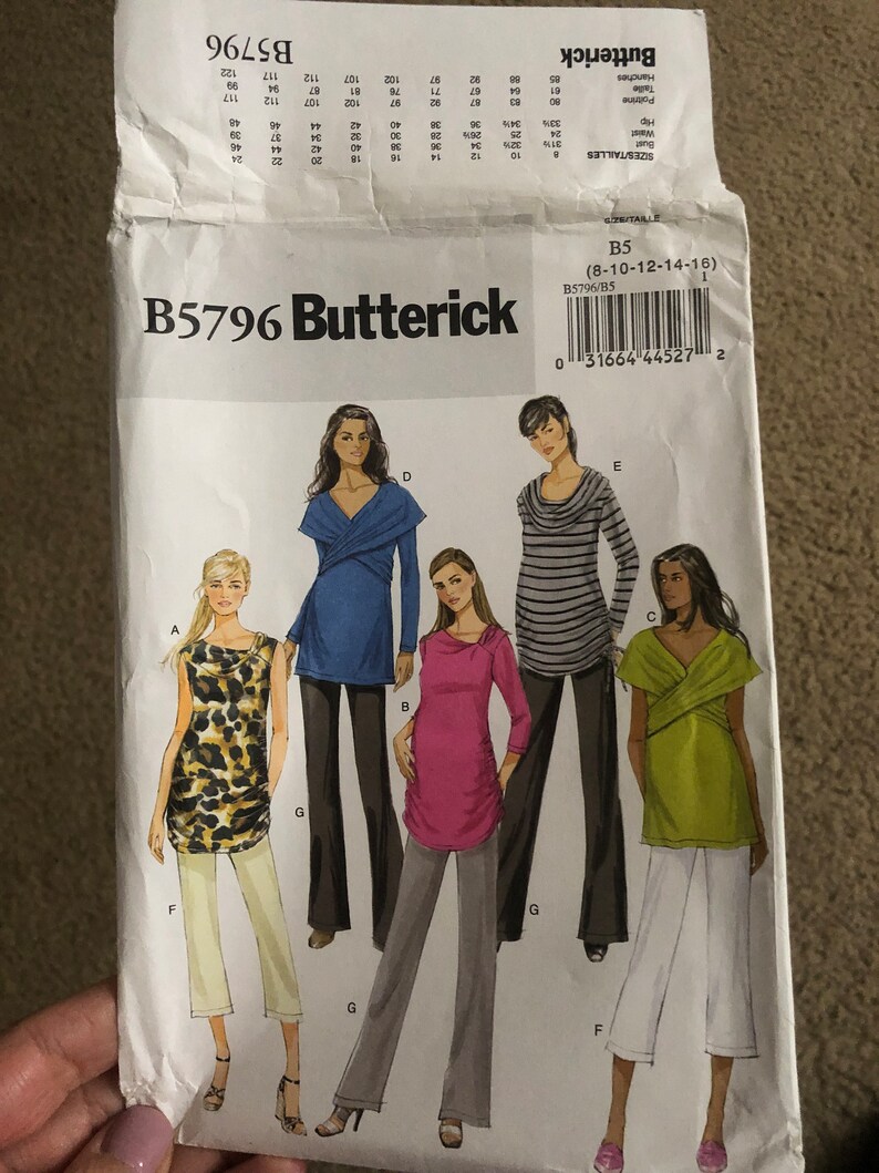 Butterick 5796 Misses Maternity Top and Pants Women Clothing Sz 8-10-12 ...