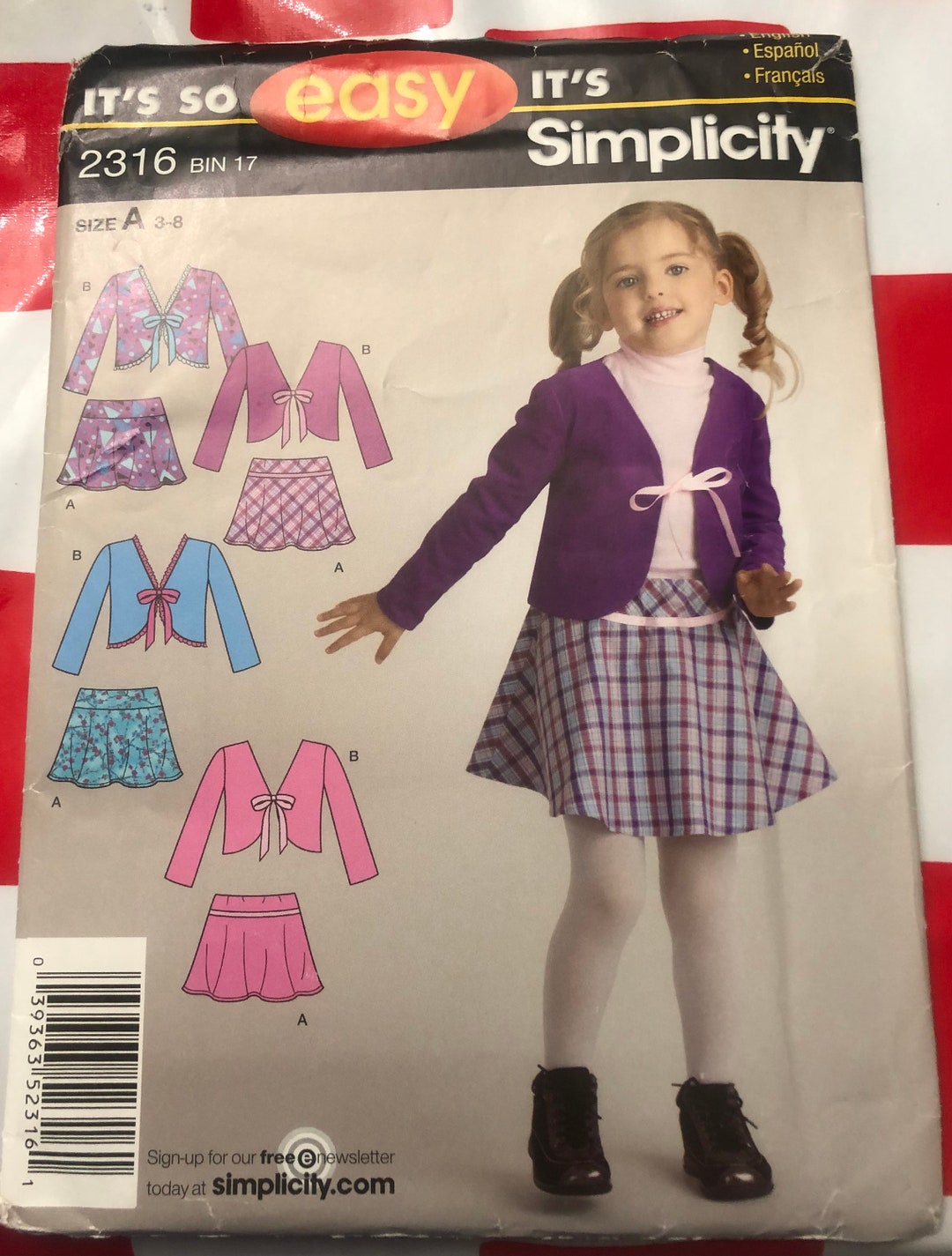 Simplicity 2316 Girls Sweater Jacket With Ribbon Tie Front, Flared Knee ...