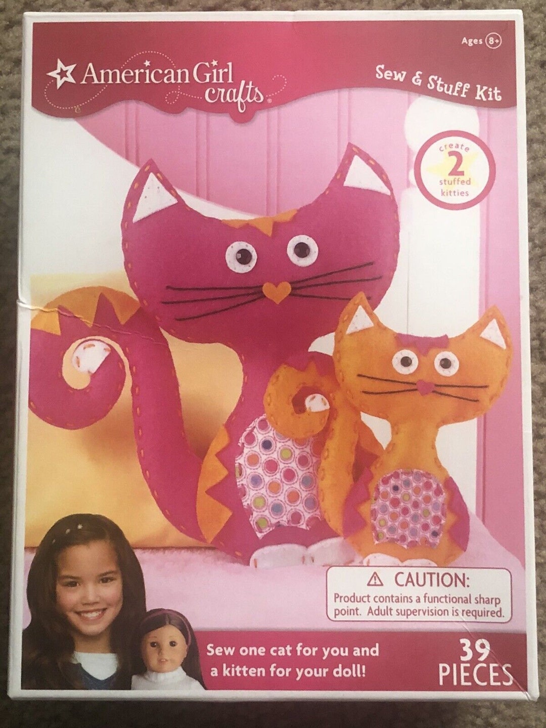 American Girl Crafts Sew & Stuff Kit Create 2 Stuffed Kitties Kitty ...