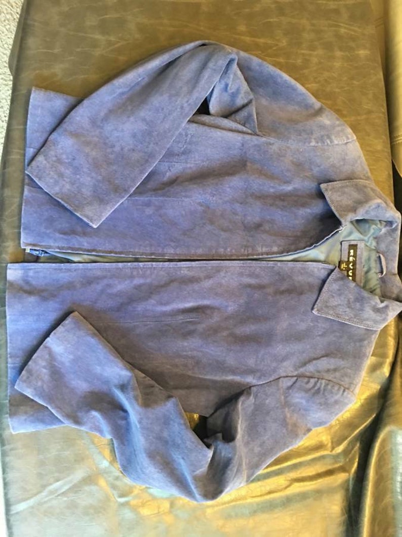 Vintage Revue Suede Blue Short Jacket Women Clothing Sz 8 Genuine ...
