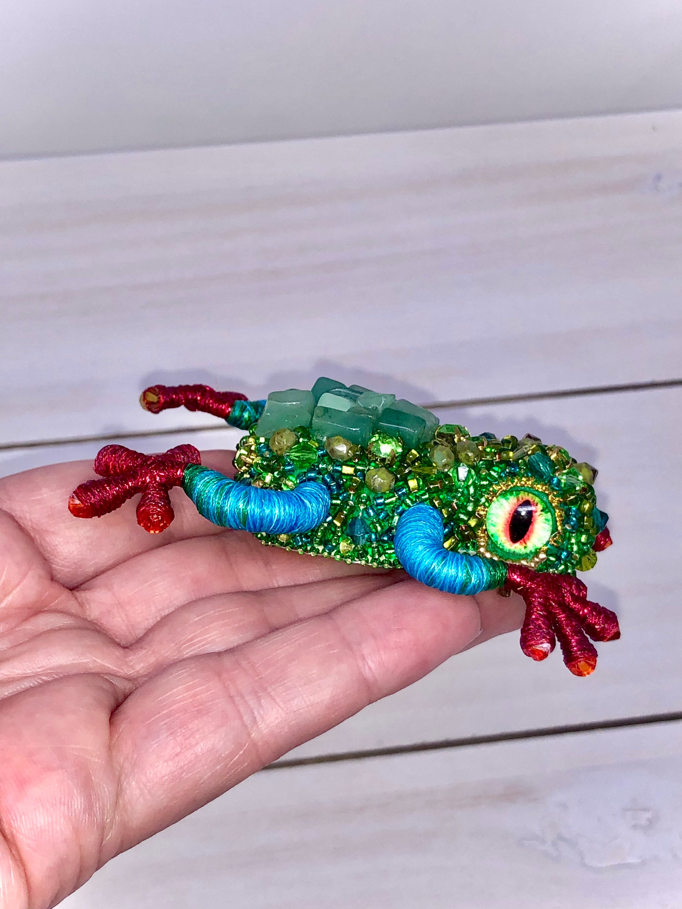 Handmade 3d Beadwork Embroidered Toad Pin Beaded Frog W - Etsy