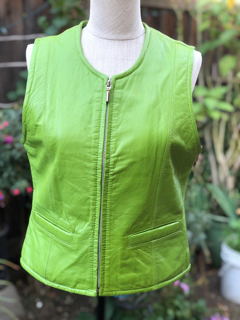 Women Green Leather Vest Ms. Maxima Women Clothing Sz M - Etsy