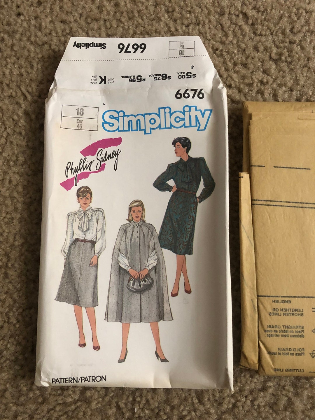 Simplicity 6676 Misses Skirt, Blouse and Unlined Cape Women Clothing Sz ...