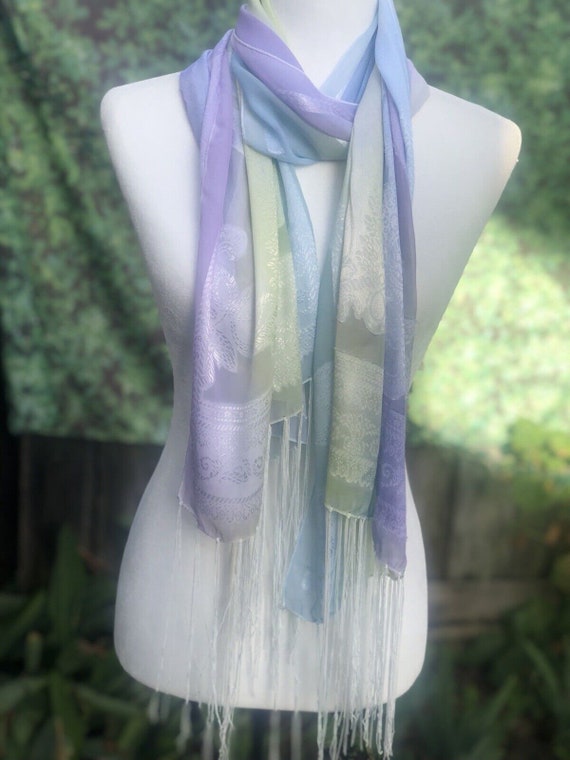 Fringed gradient shoulder cover wrap summer shawl Bir… - Gem