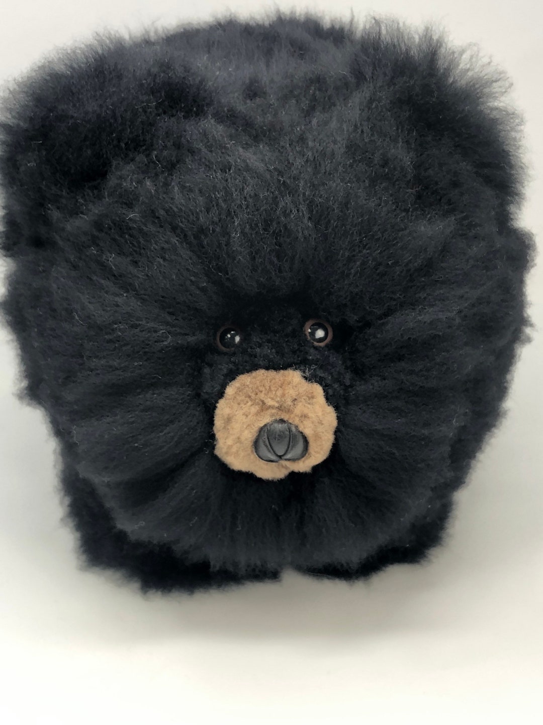 Genuine Sheepskin Fur Standing Teddy Bear Plush Toy Chow Chow Dog ...