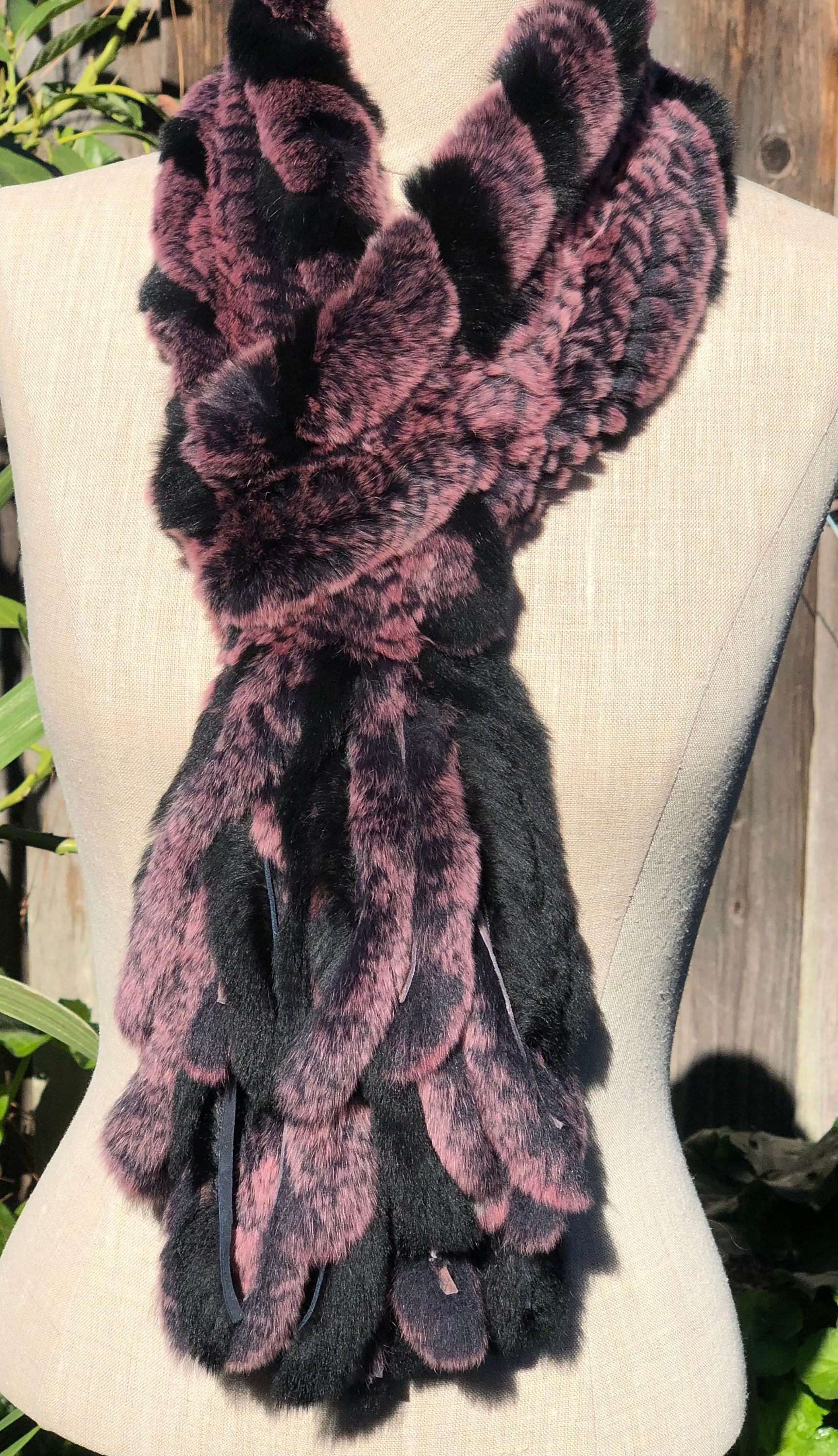 Rabbit Real Fur Neck Scarf Birthday Women Gift Christmas Gift for Her ...