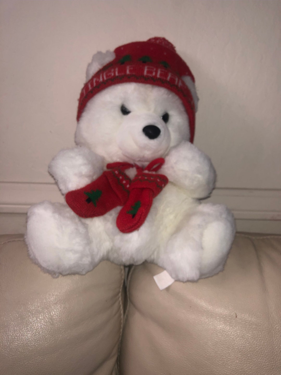 White Christmas Weinstock's Jingle Bear Jr Full Body Stuffed Plush Hand ...