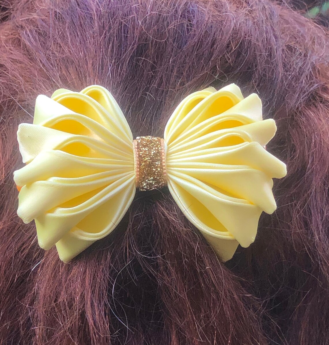 Kanzashi Ribbon Bow Hair Clip, Handmade Flower Barrette Clasp, Long ...