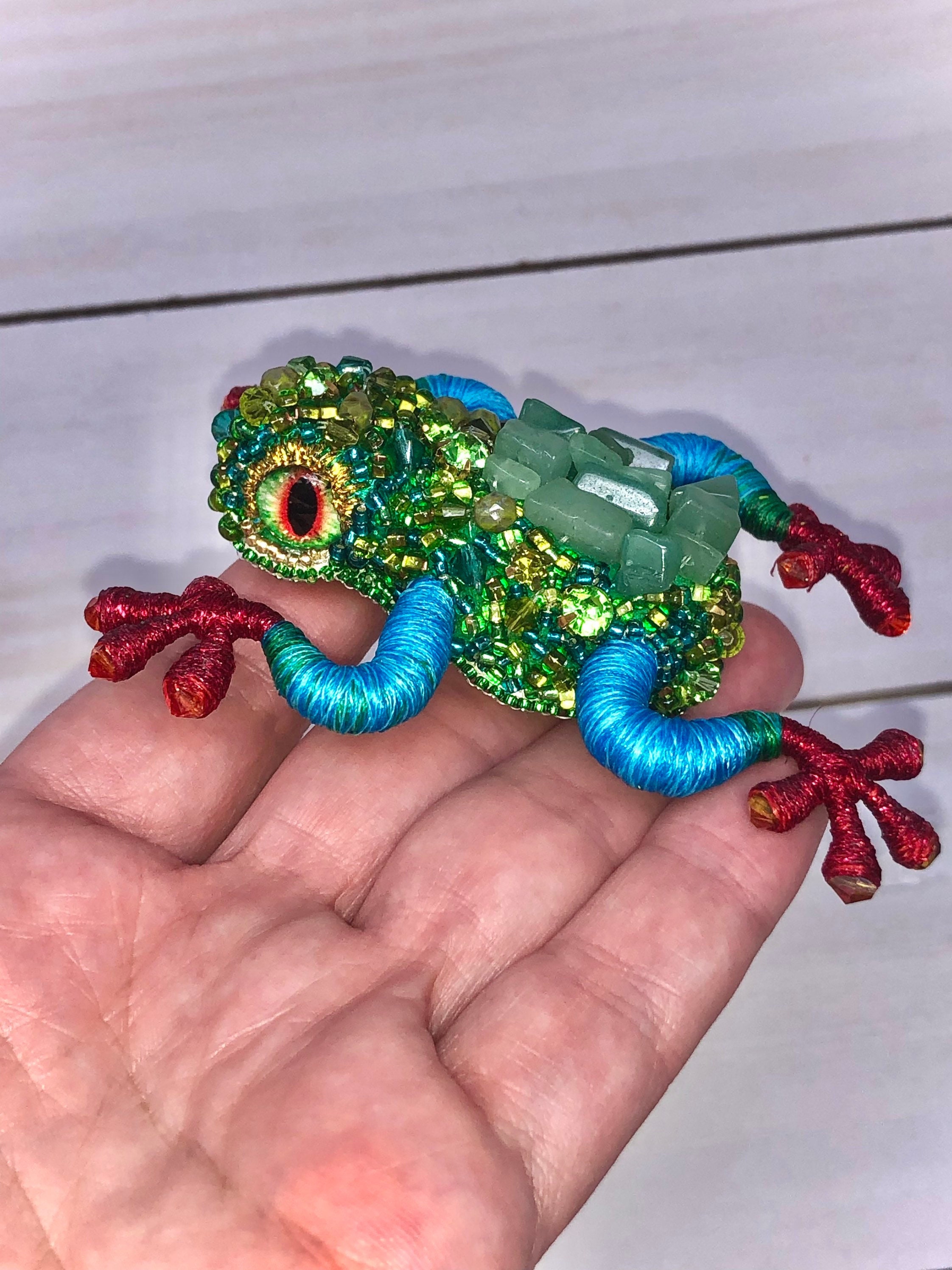 Handmade 3d Beadwork Embroidered Toad Pin Beaded Frog W - Etsy