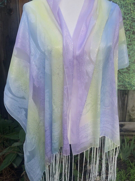 Fringed gradient shoulder cover wrap summer shawl Bir… - Gem
