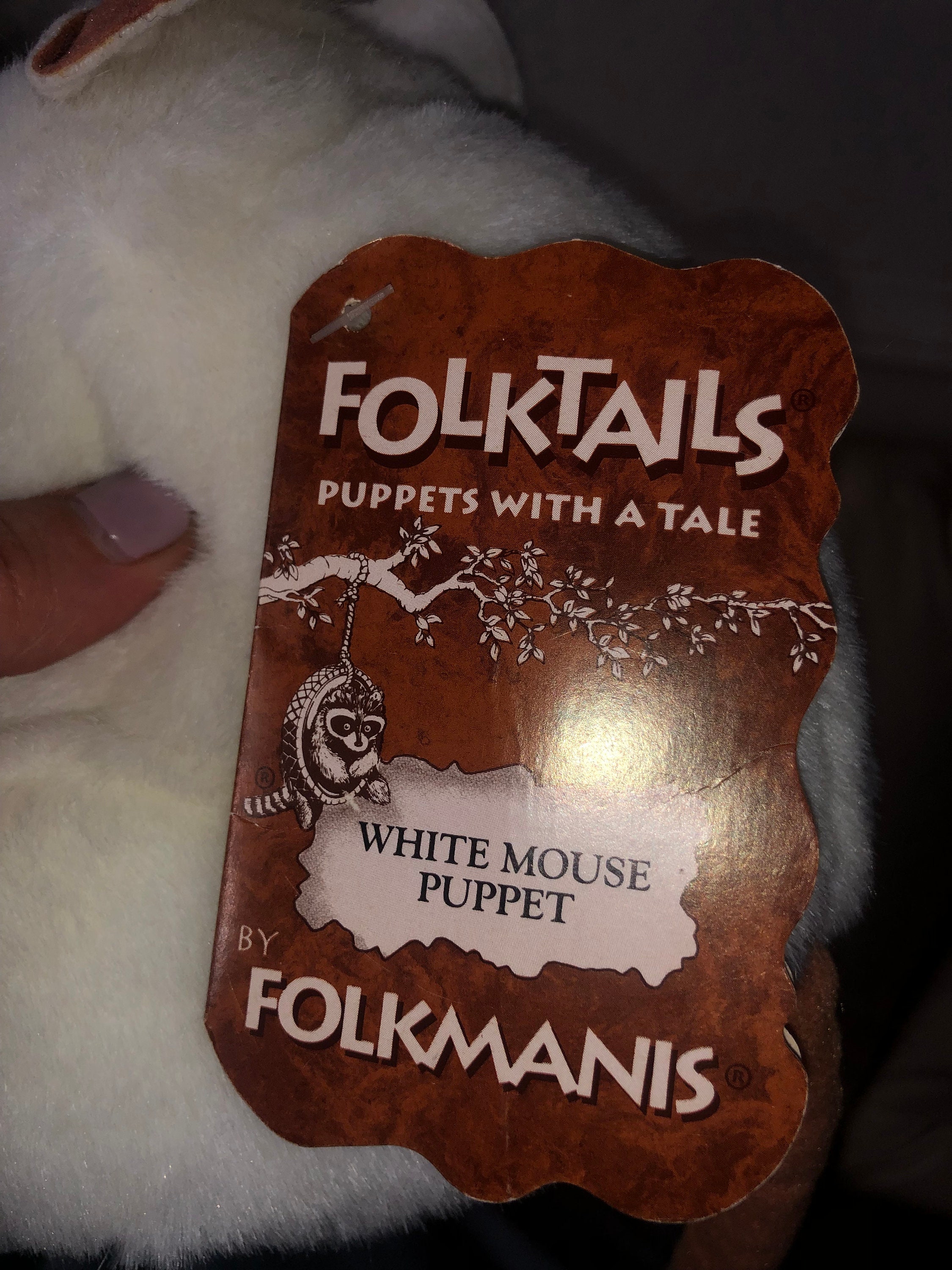 Folkmanis White Mouse Full Body Puppet, Rat Pink Eyes Hand Puppet ...