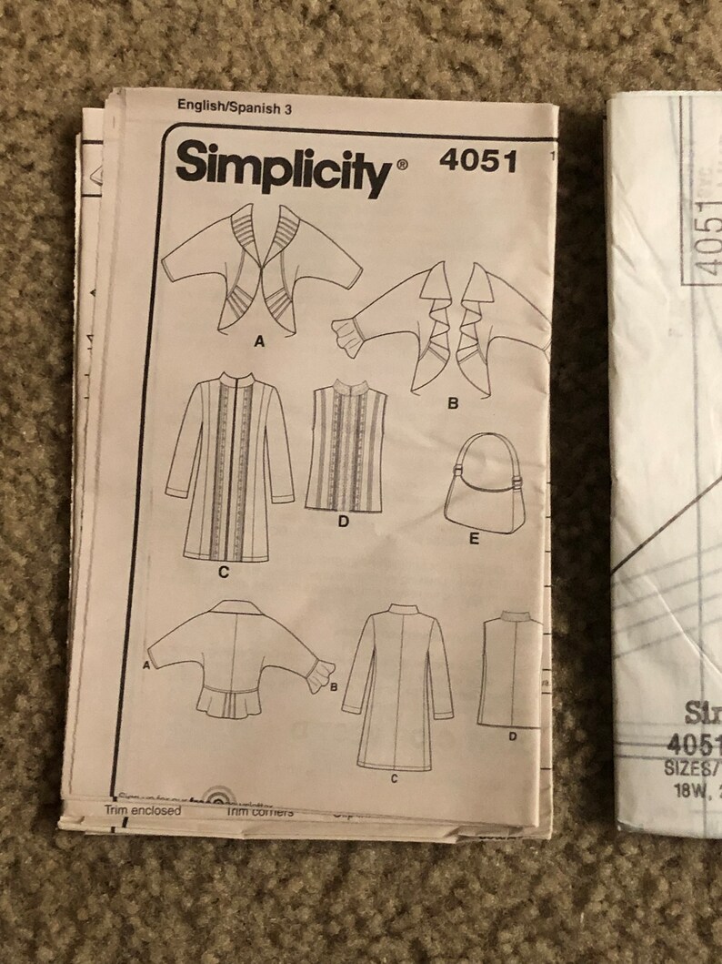 Simplicity 4051 Khaliah Ali Collection Women's Jackets, Vest and Bag Sz ...