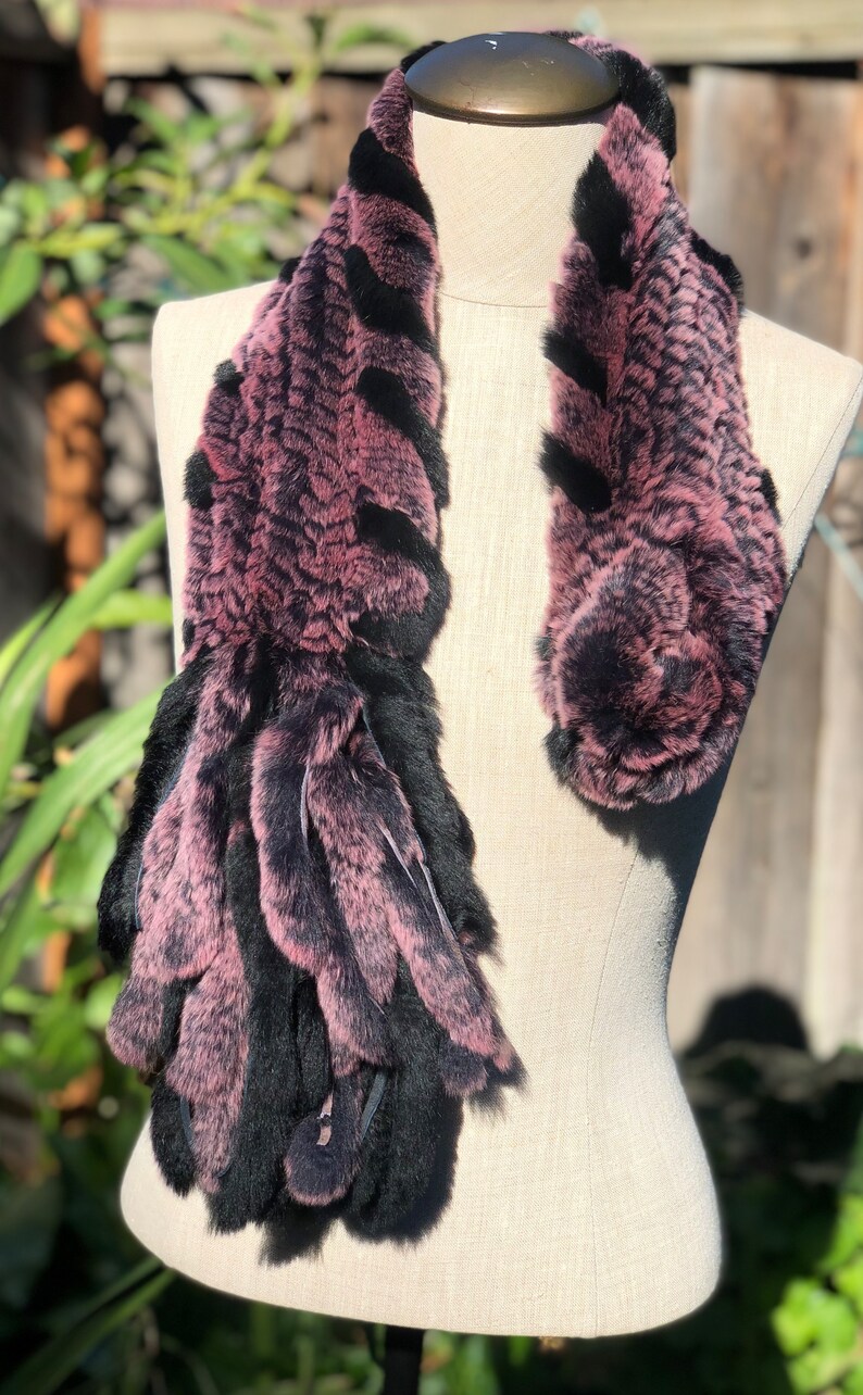 Rabbit Real Fur Neck Scarf Birthday Women Gift Christmas Gift for Her ...